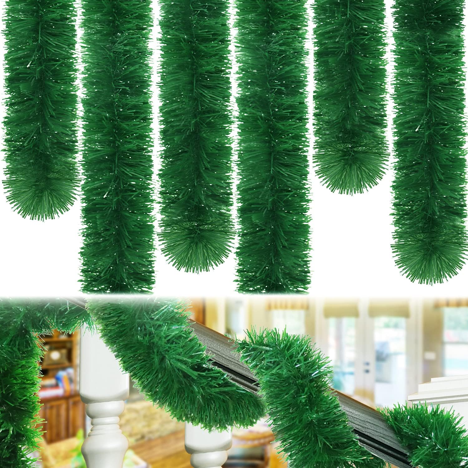 Amazon.com: Lvydec 36 Feet Christmas Garland, 2 Strands Artificial Pine Garland Soft Greenery ...