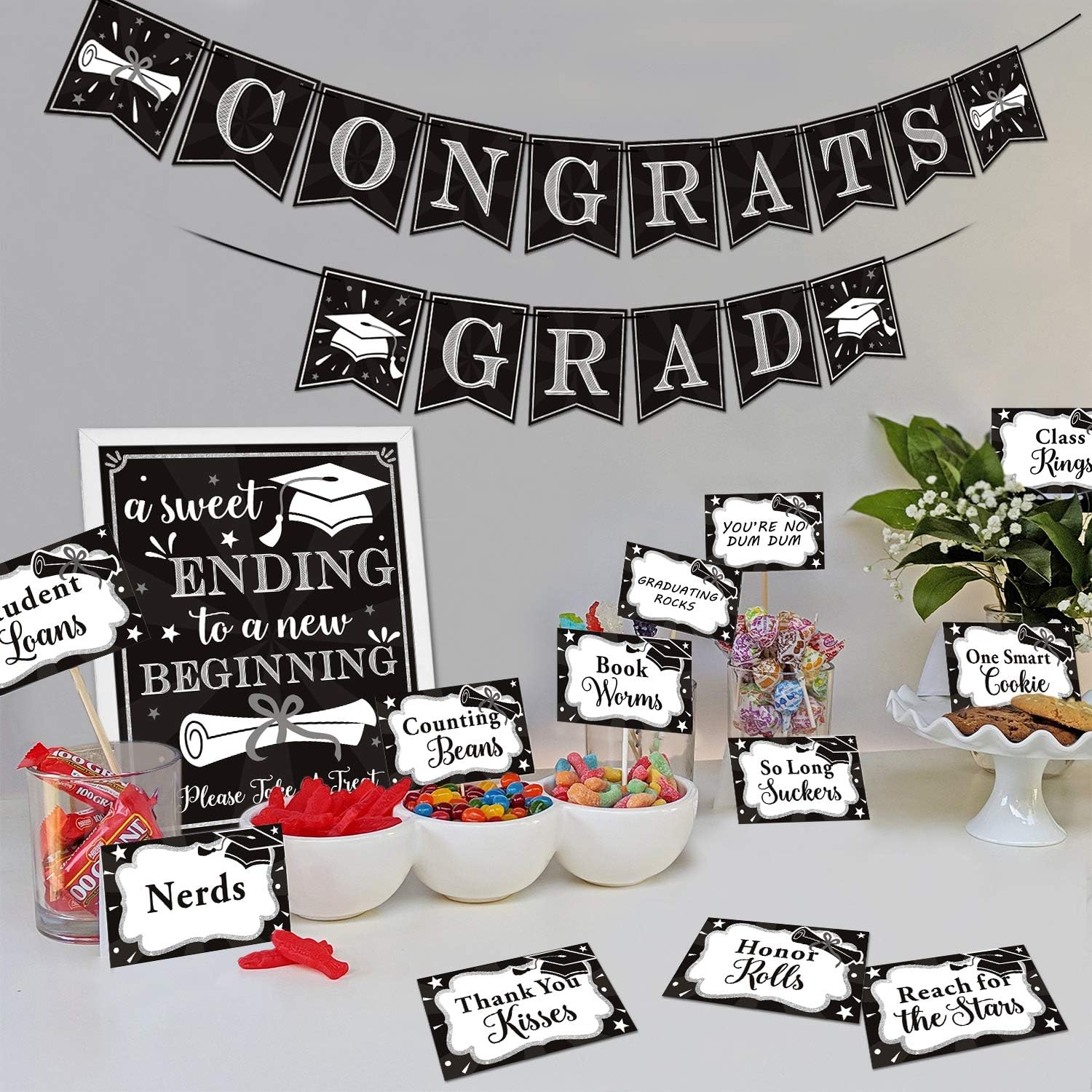 Gray And Yellow Candy Buffet Labels Amazon.com: 20PCS Graduation Candy