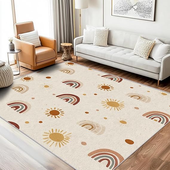 Amazon.com: NejTrenzy Boho Rainbow Rug 4x5 for Bedroom, Bohemian Sun ...