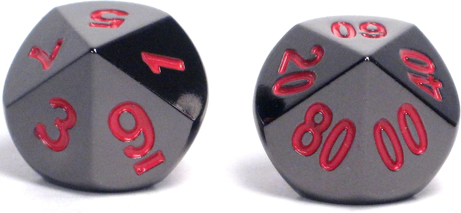 Amazon.com: Solid Metal d100 Percentile Pair (Set of 2 Dice) Metallic ...
