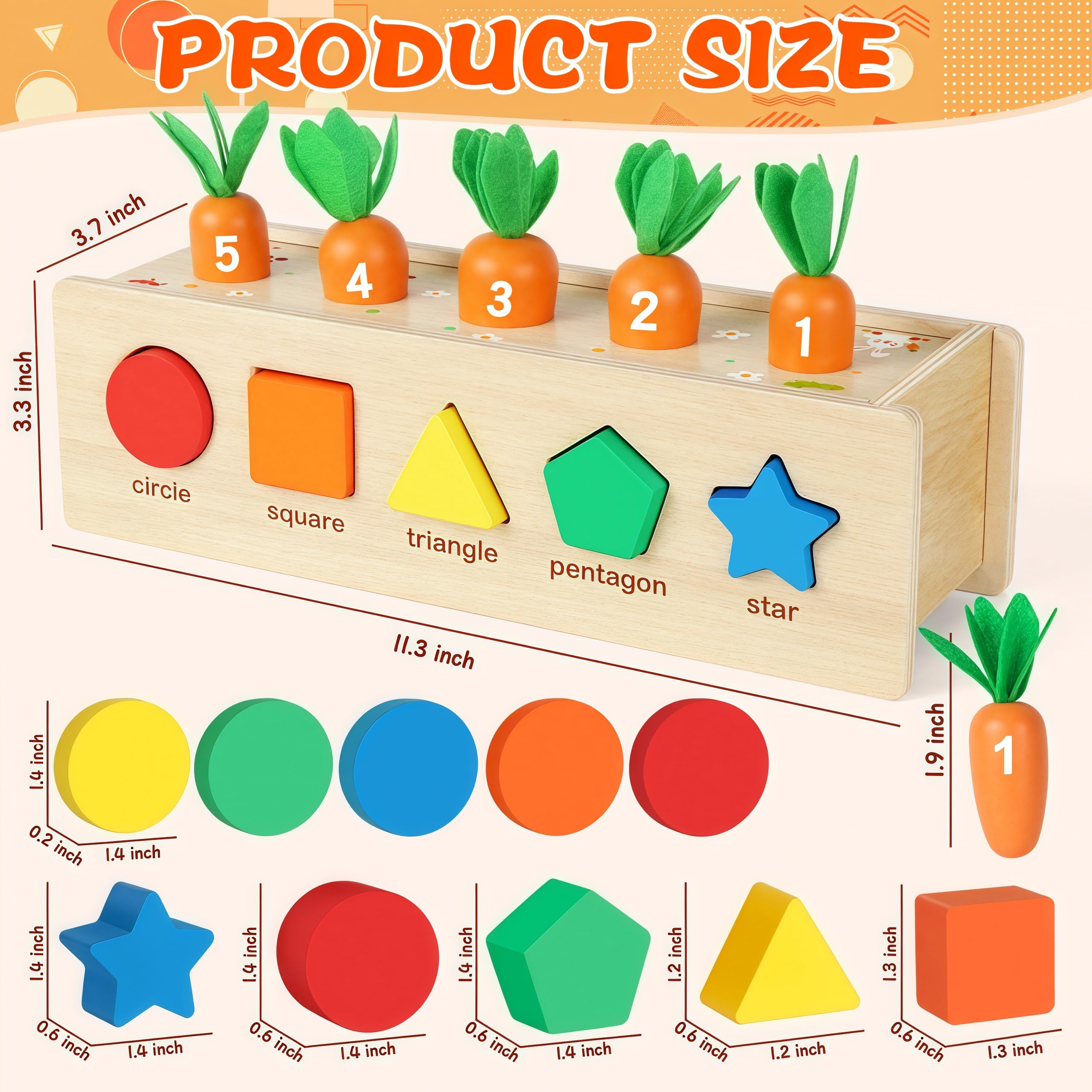 Color Matching Learning Toys Montessori Wooden Shape Sorter Toy For 1-3 ...