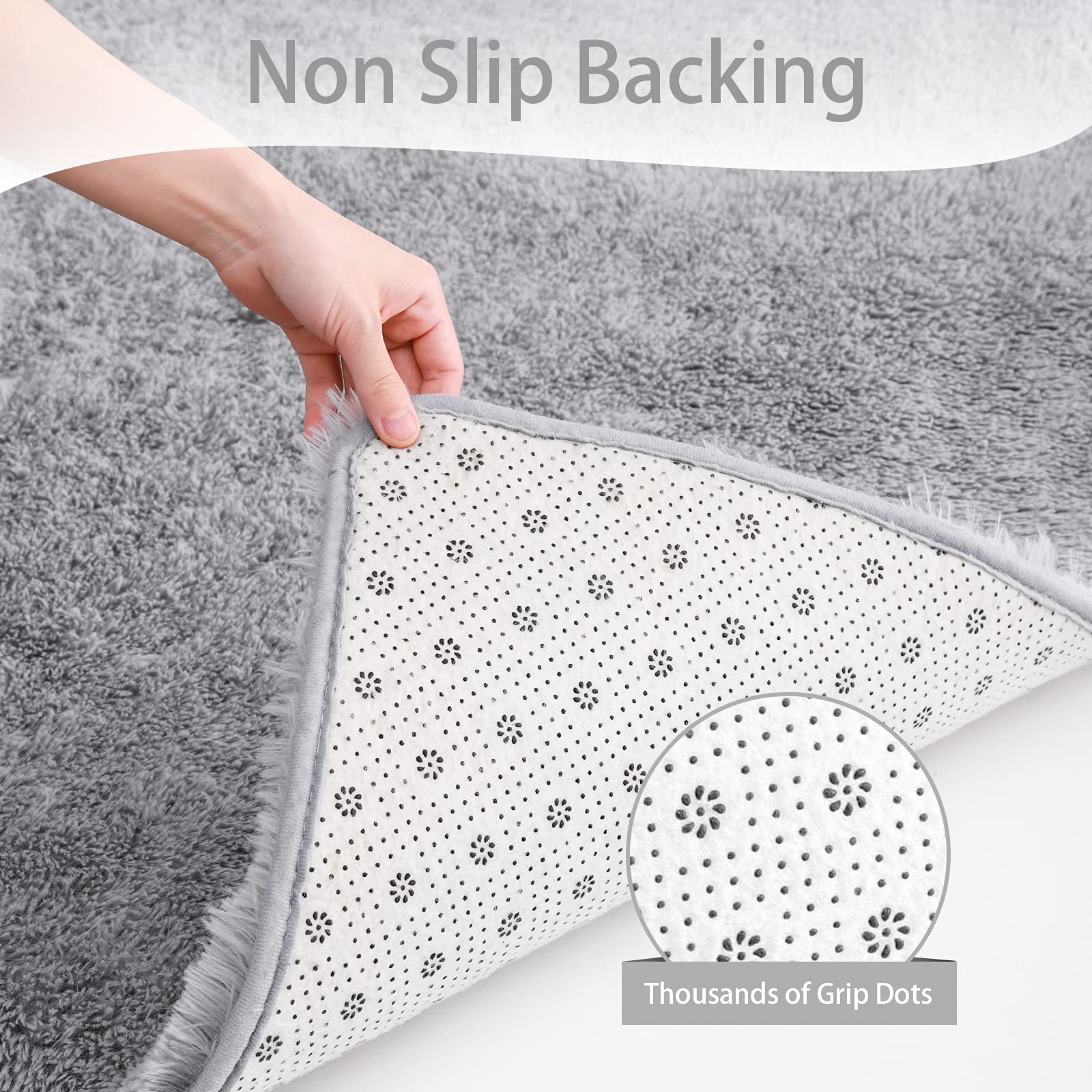 Keeko Premium Fluffy Grey Area Rug Cute Shag Carpet, Extra Soft and ...