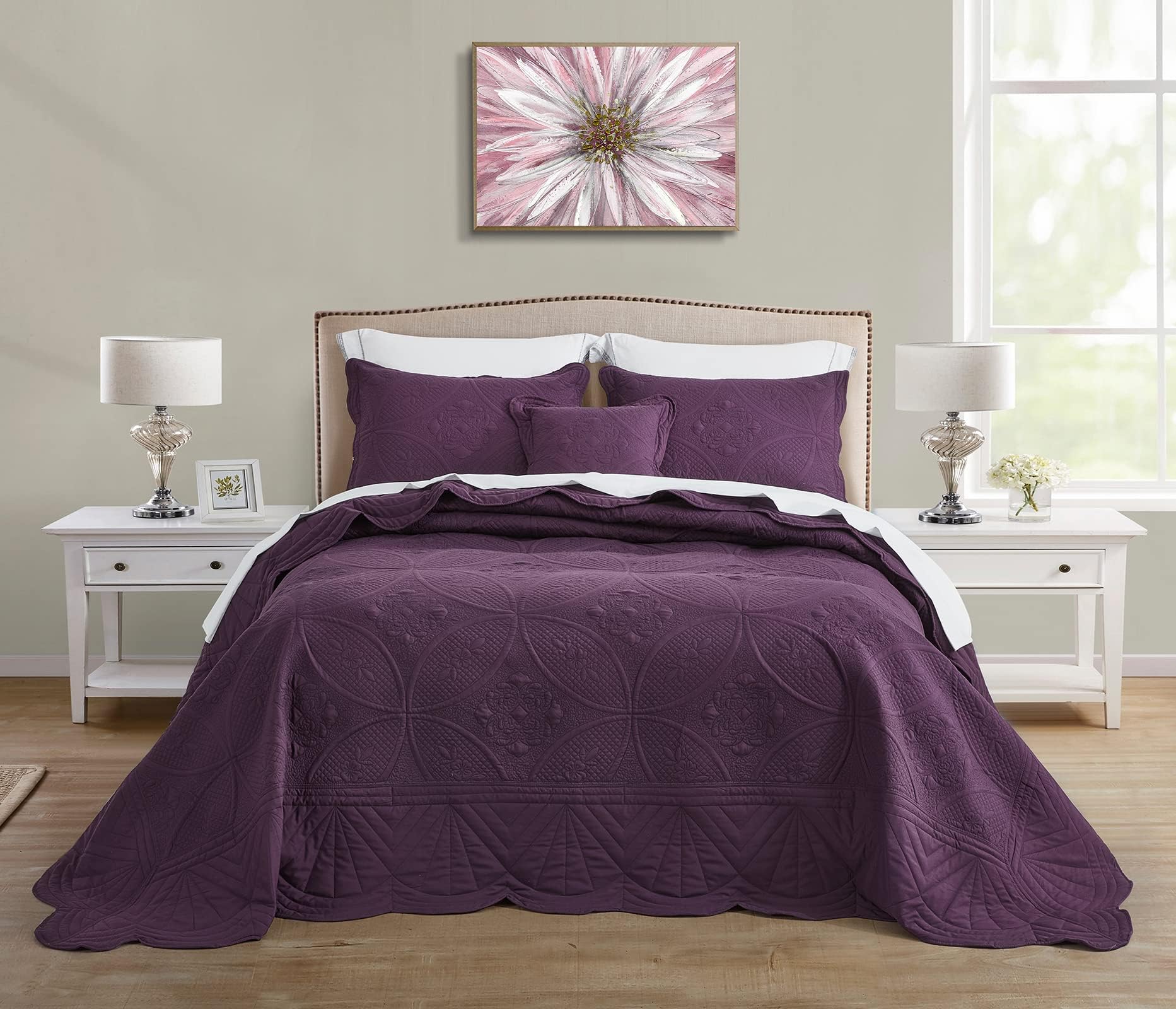 Amazon.com: Mk Collection Diamond Bedspread Bed-Cover Embossed Solid ...