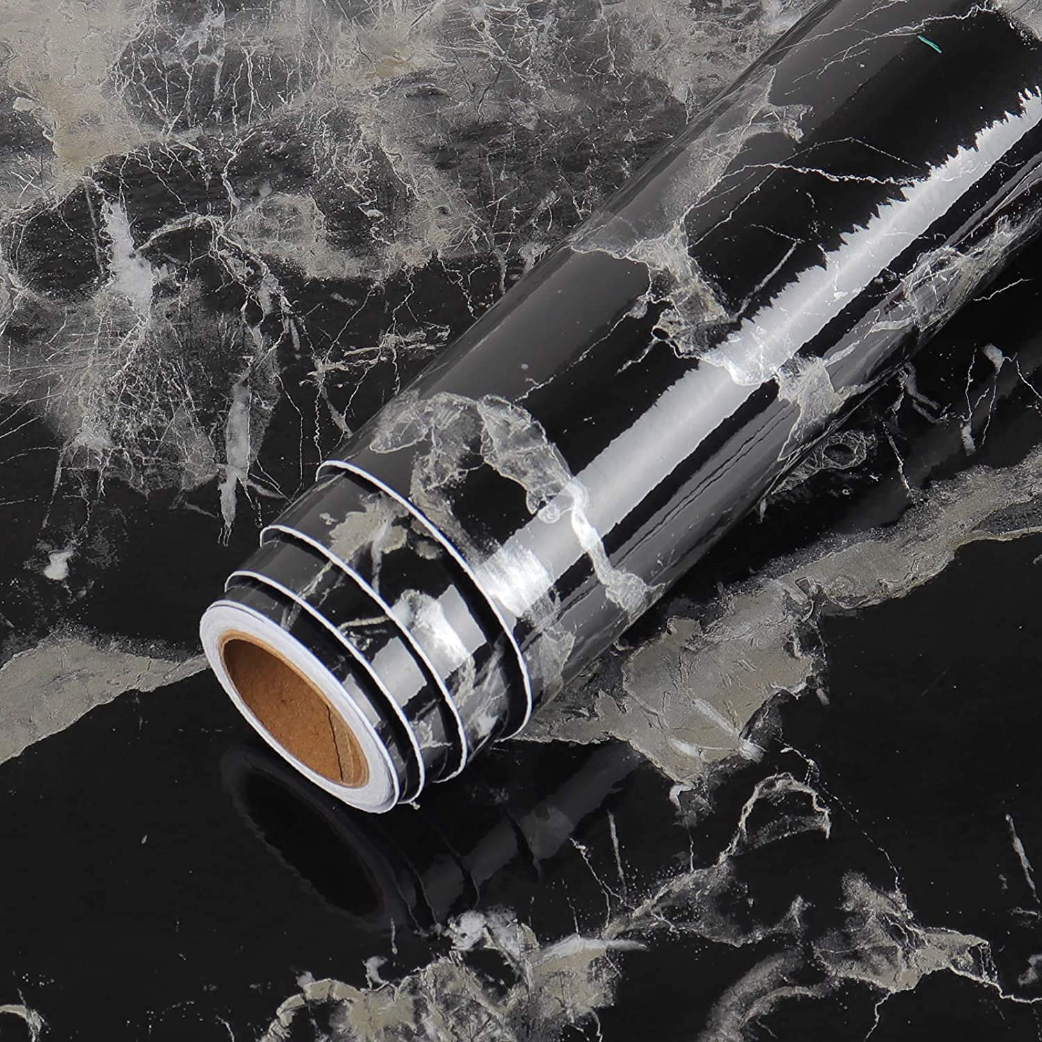 Buy TJLMCORP 40x200CM Black Marble Wallpaper Table Door Sticker Self ...