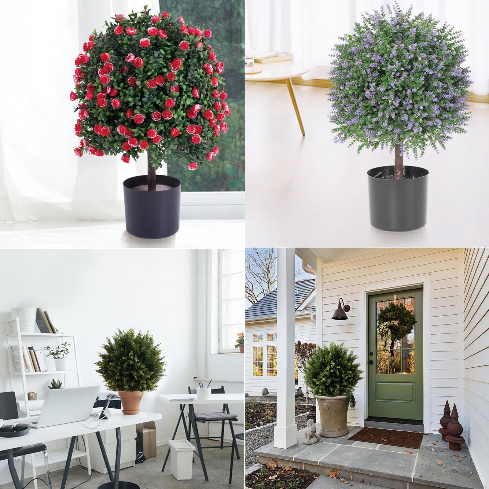 Topiary Ball 15 Artificial Cedar Topiary Ball Trees With Ground | Ubuy ...