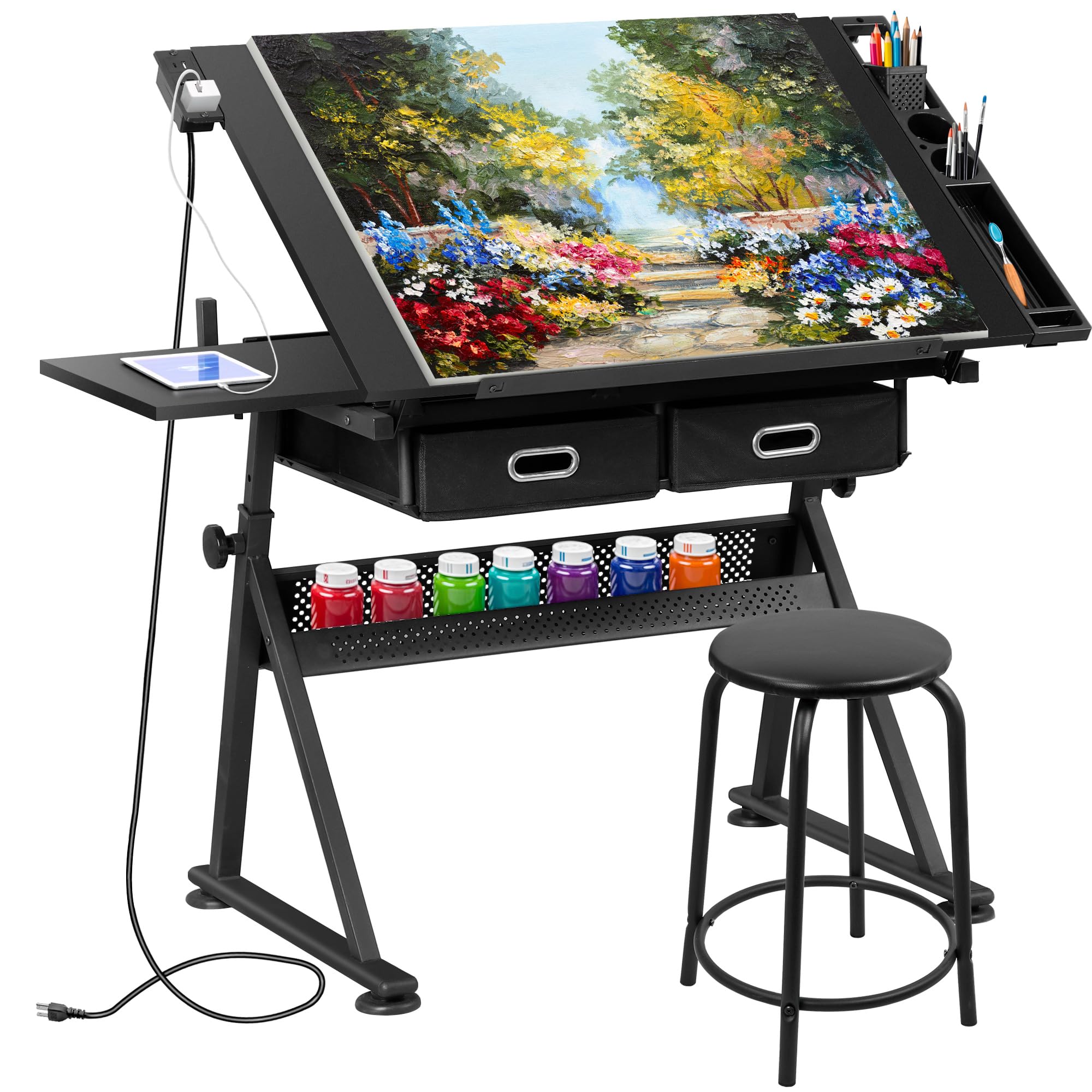Amazon.com: HomGarden Height Adjustable Drafting Desk Drawing Table Art ...