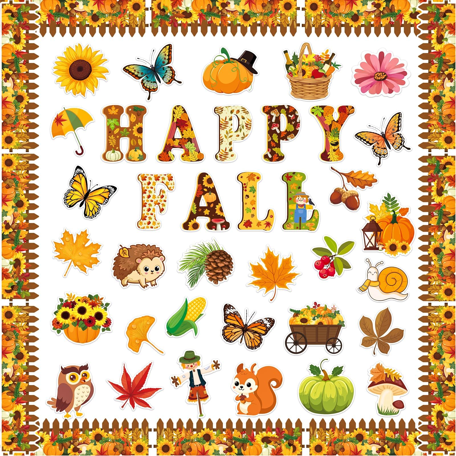 Amazon.com: GreenPine 90Pcs Happy Fall Pumpkin Cutouts Thanksgiving ...