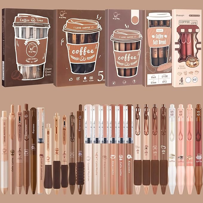 Amazon.com: Chivertion Cute Coffee Pens 24 Pcs Gel Ink Pens Retractable ...