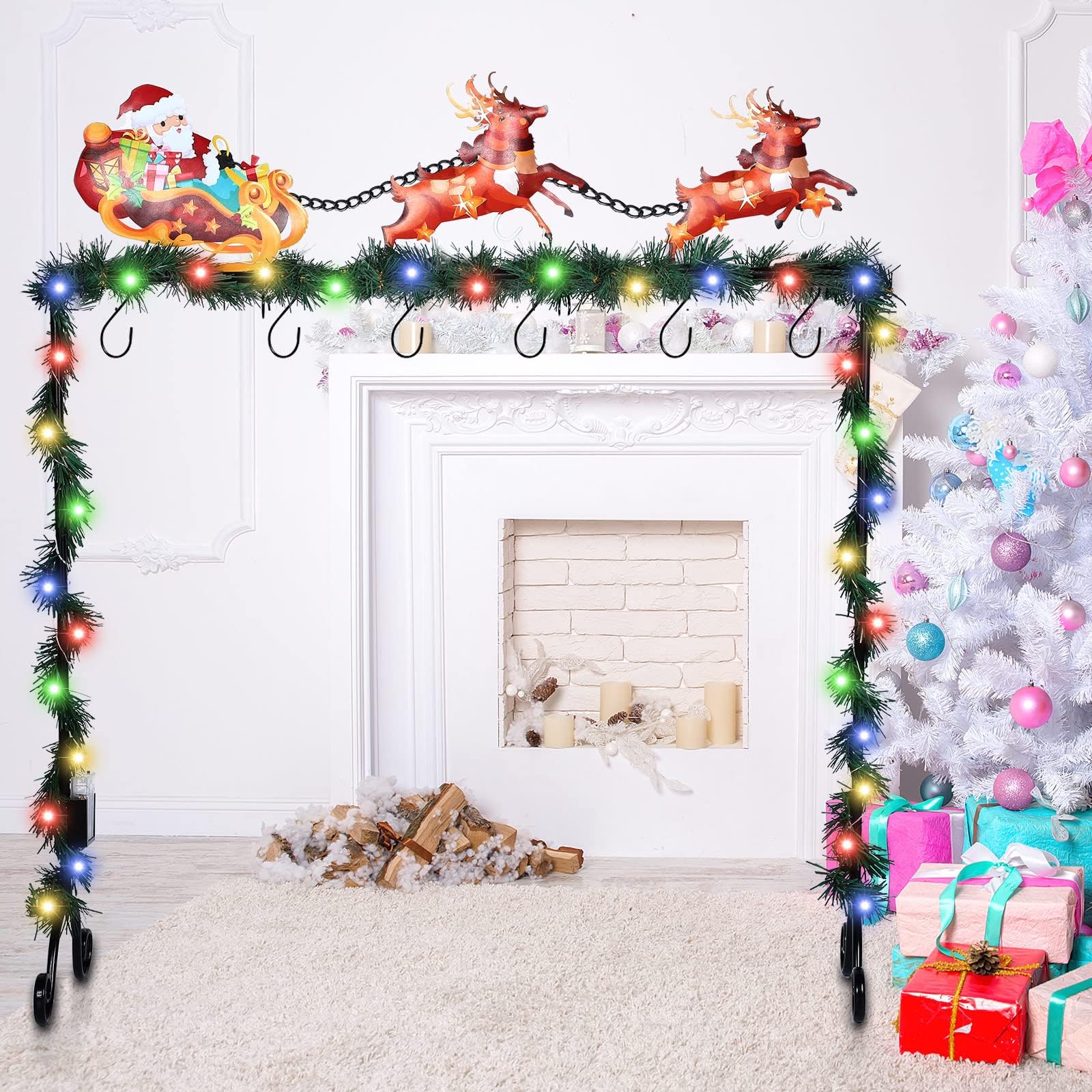Amazon.com: Tigeen Lighted Christmas Stocking Holder for Wall with 10 ...