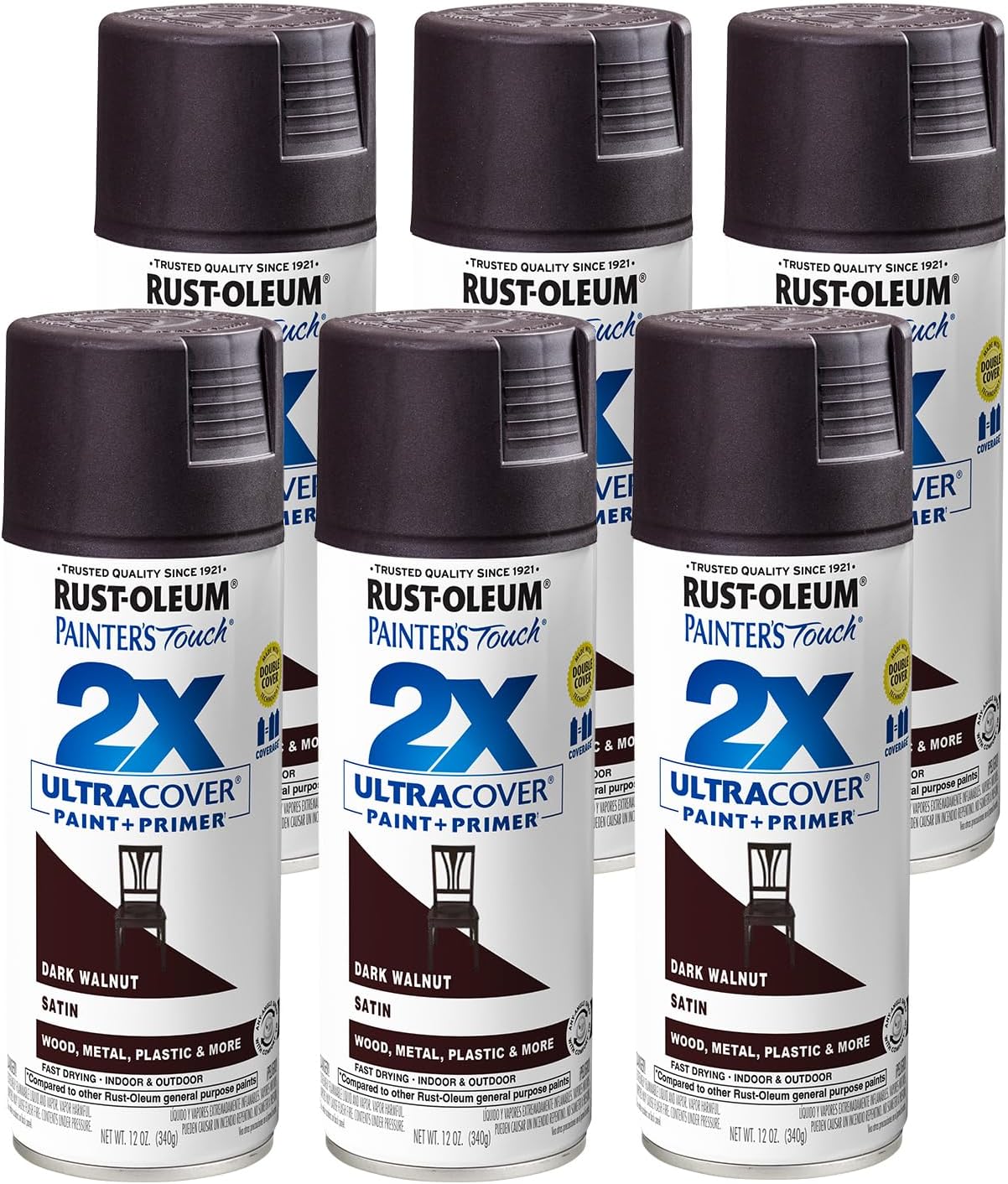 Rust-Oleum 257462-6PK Painter's Touch 2X Ultra Cover Spray Paint, 12 oz ...