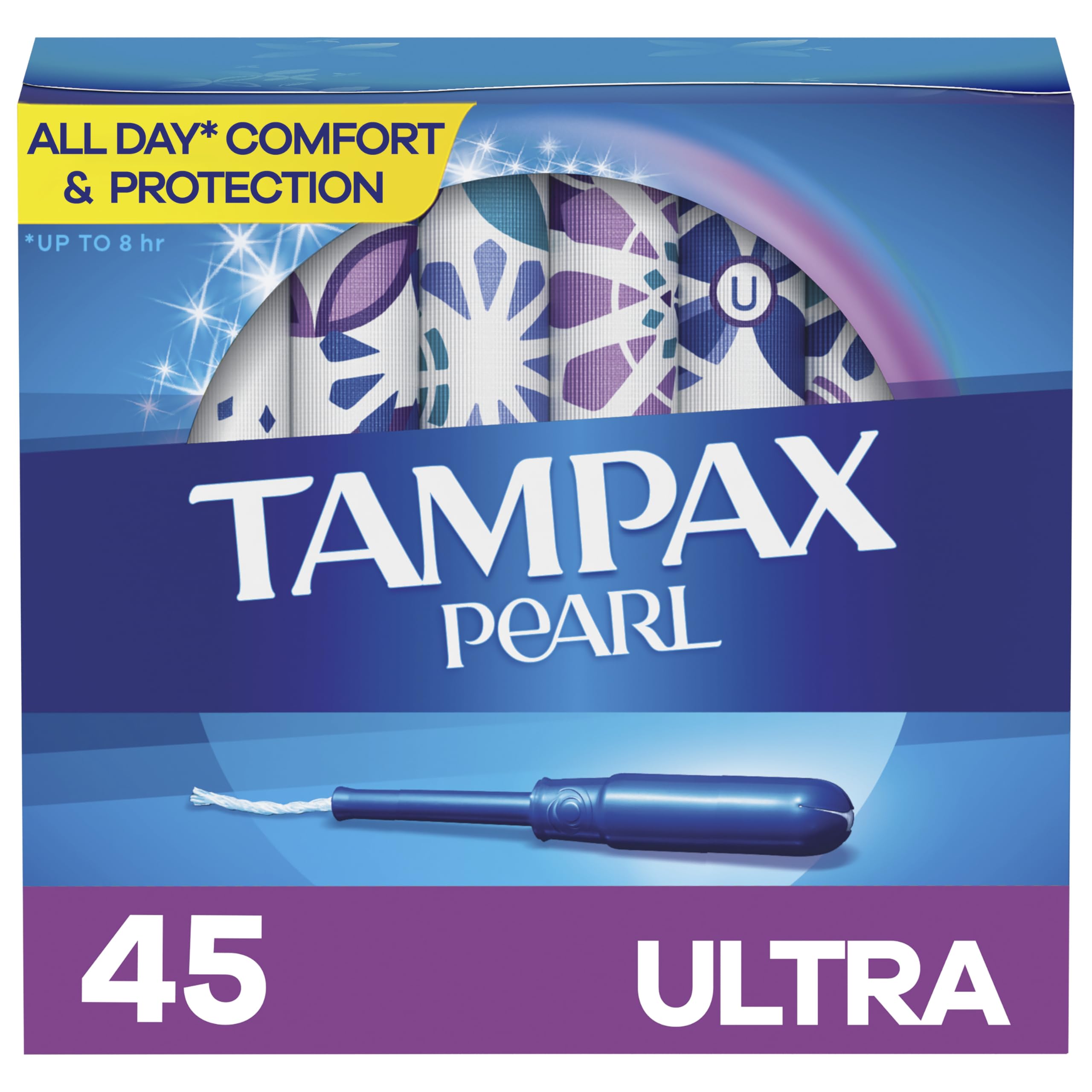 Tampax Pearl Tampons, with LeakGuard Braid, Ultra Absorbency, Unscented ...