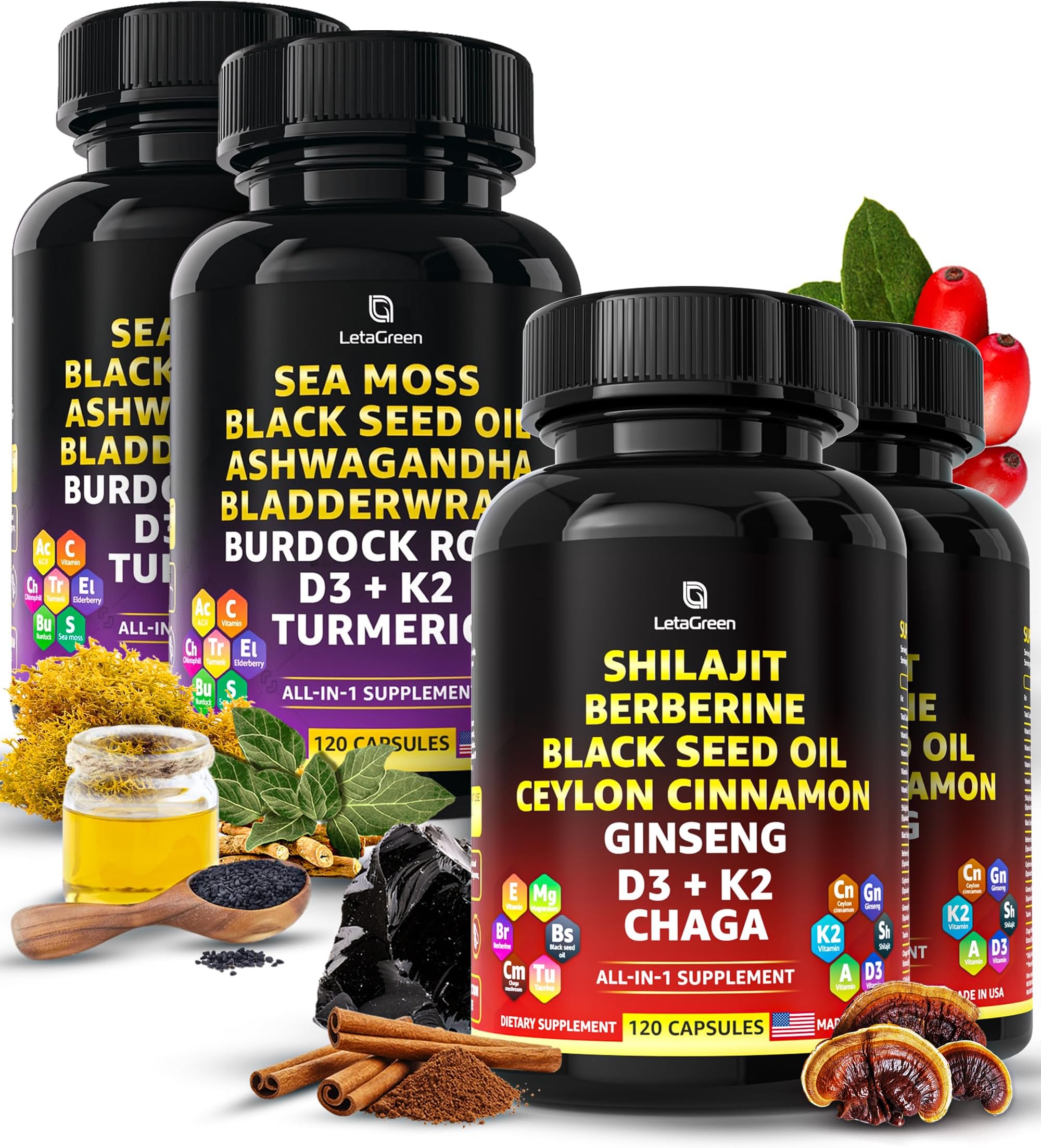 Amazon.com: LetaGreen Irish Sea Moss and Himalayan Shilajit Capsules ...