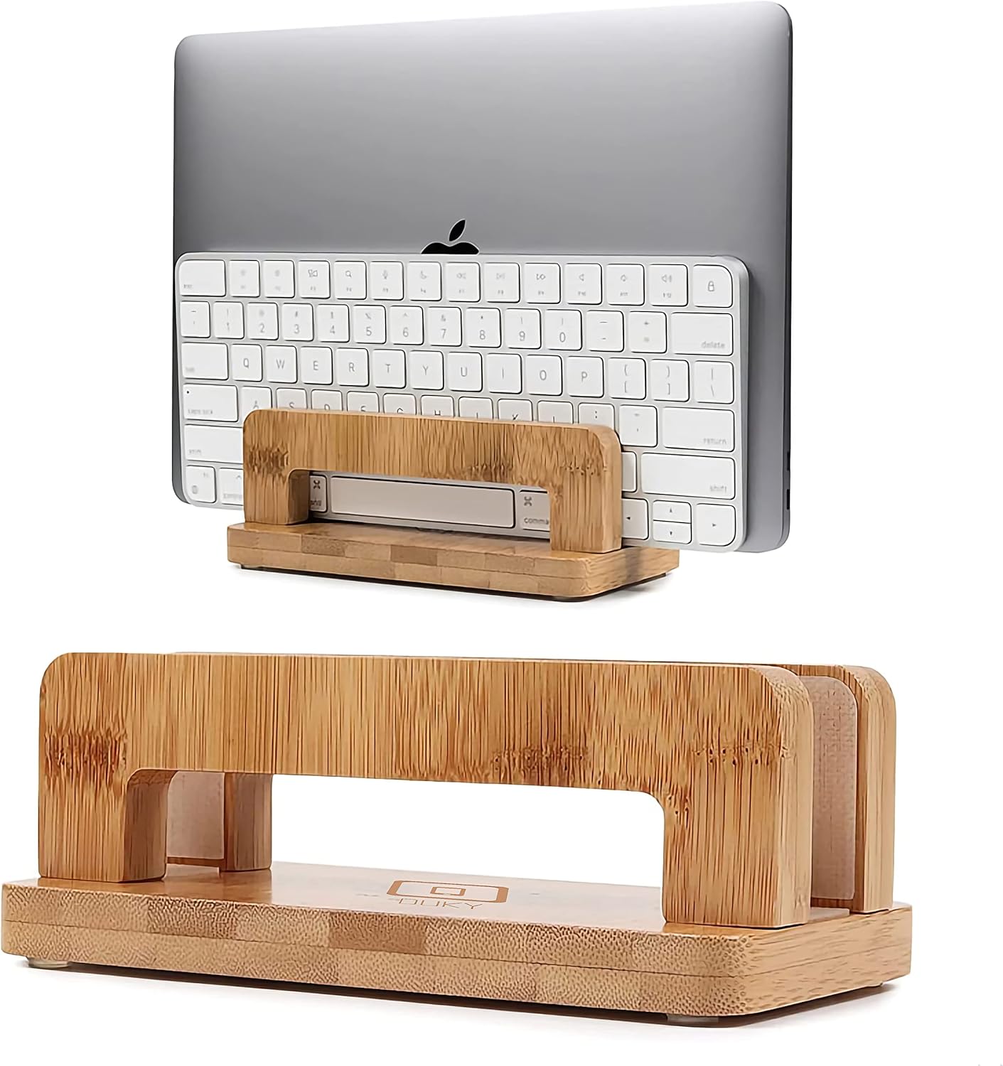 Amazon.com: Duky Vertical Laptop Stand Holder, Desktop Wooden Bamboo ...