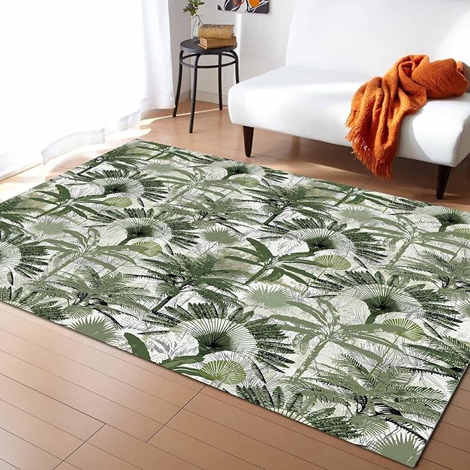 Amazon.com: Green Tropical Leaf Area Rug 2' x 3', Modern Outdoor Living ...