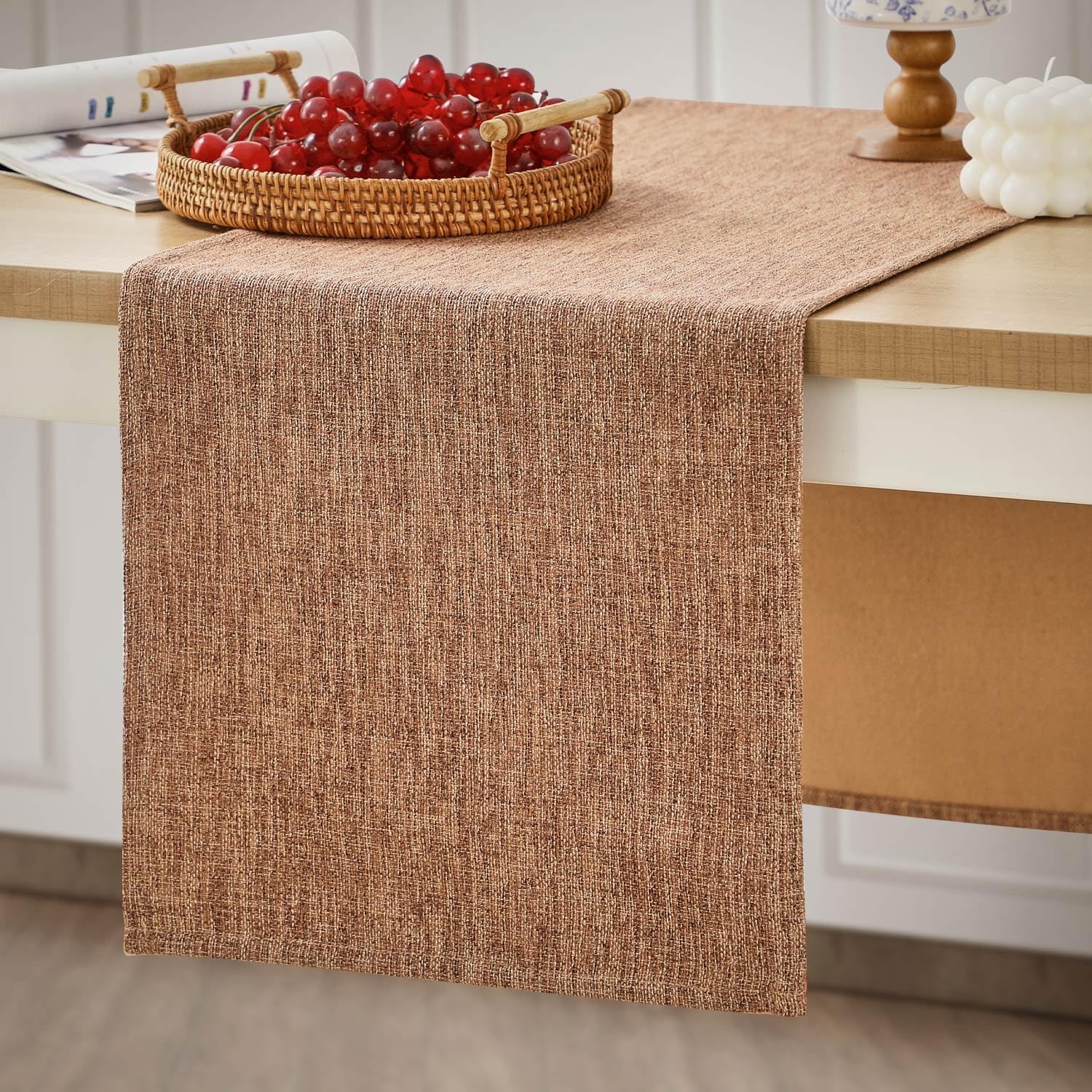 Amazon.com: Rustic Table Runner Boho Style, Handmade Brown Table Runner 60 Inches Long for Home ...