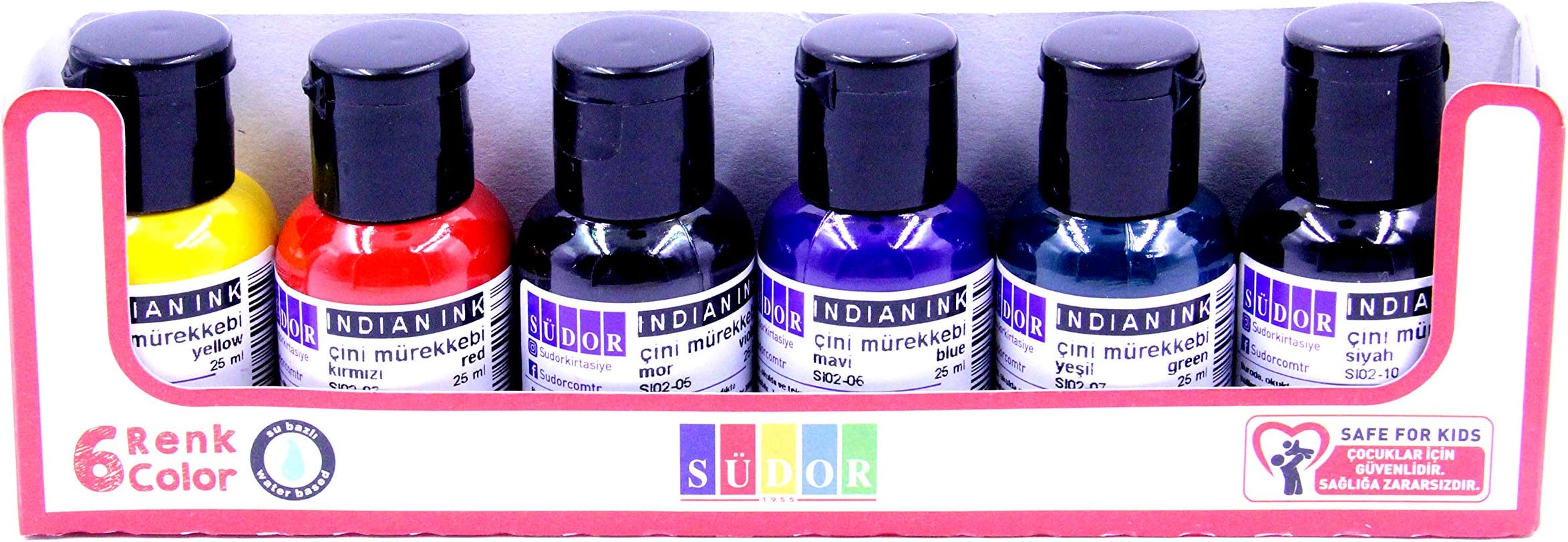 Südor® India Ink Set 6 x 25 ml Bottles, Colourful Ink Set Ideal for ...