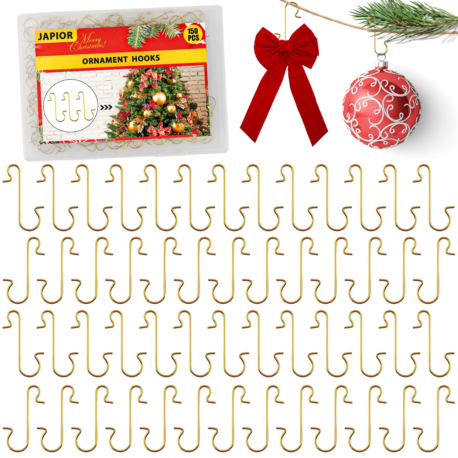 Amazon.com: 150 Pcs Ornament Hooks Christmas Ornament Hooks S-Shaped ...