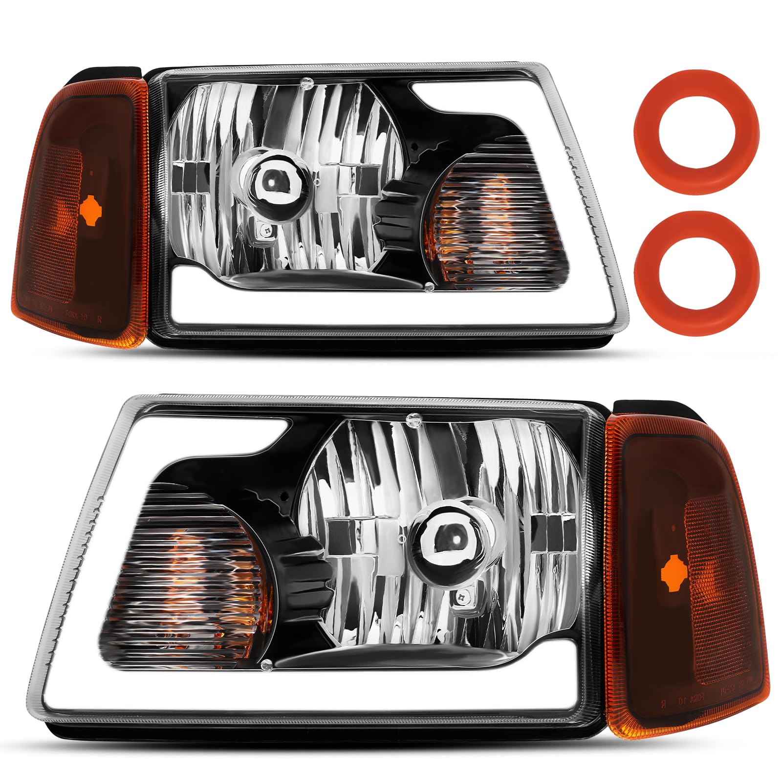 Amazon.com: ALZIRIA Headlight Assembly LED DRL With Corner Light Fit ...