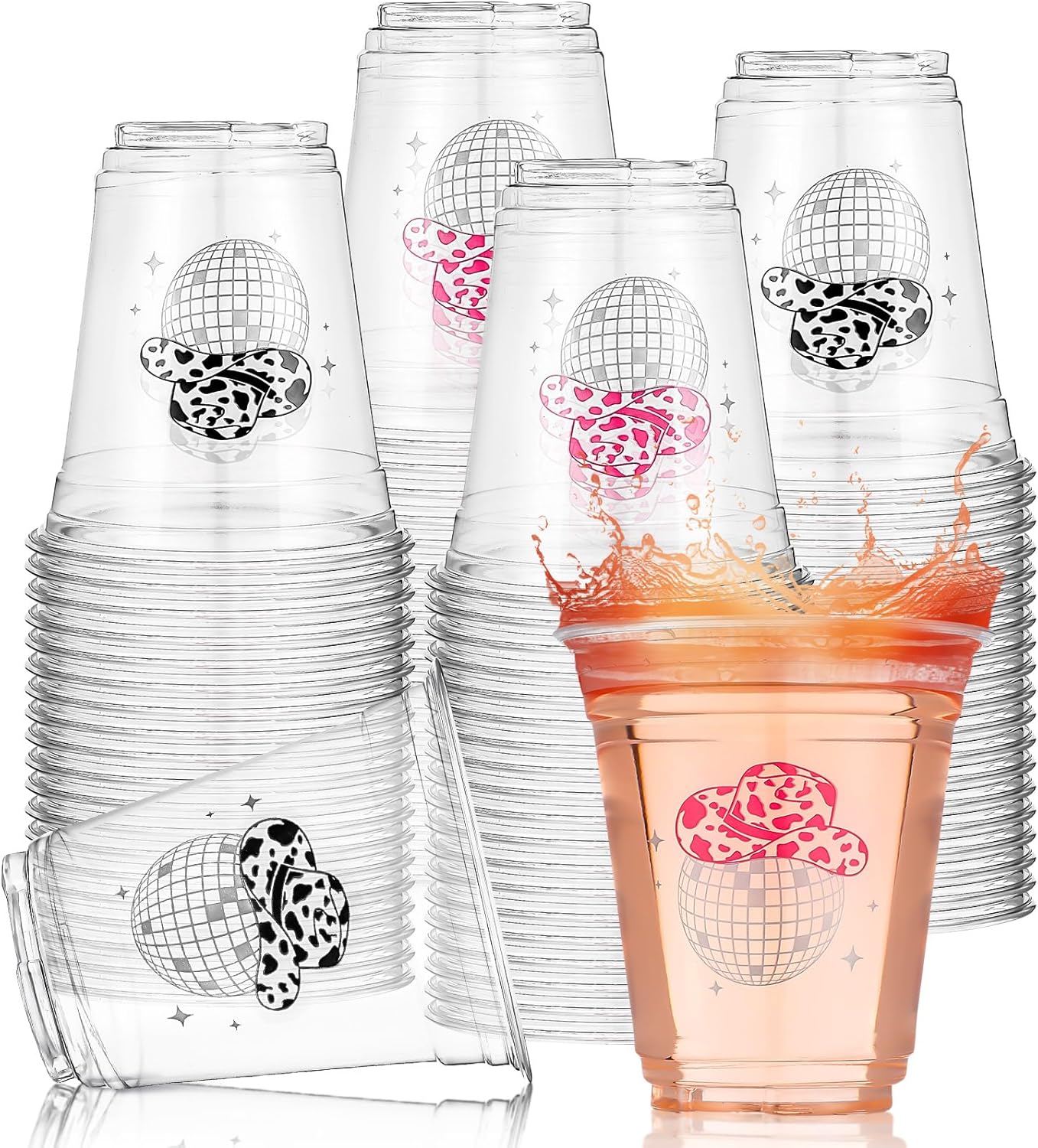 Amazon.com: Sliner 100 Pcs Black and Pink Disco Cowgirl Plastic Cups ...
