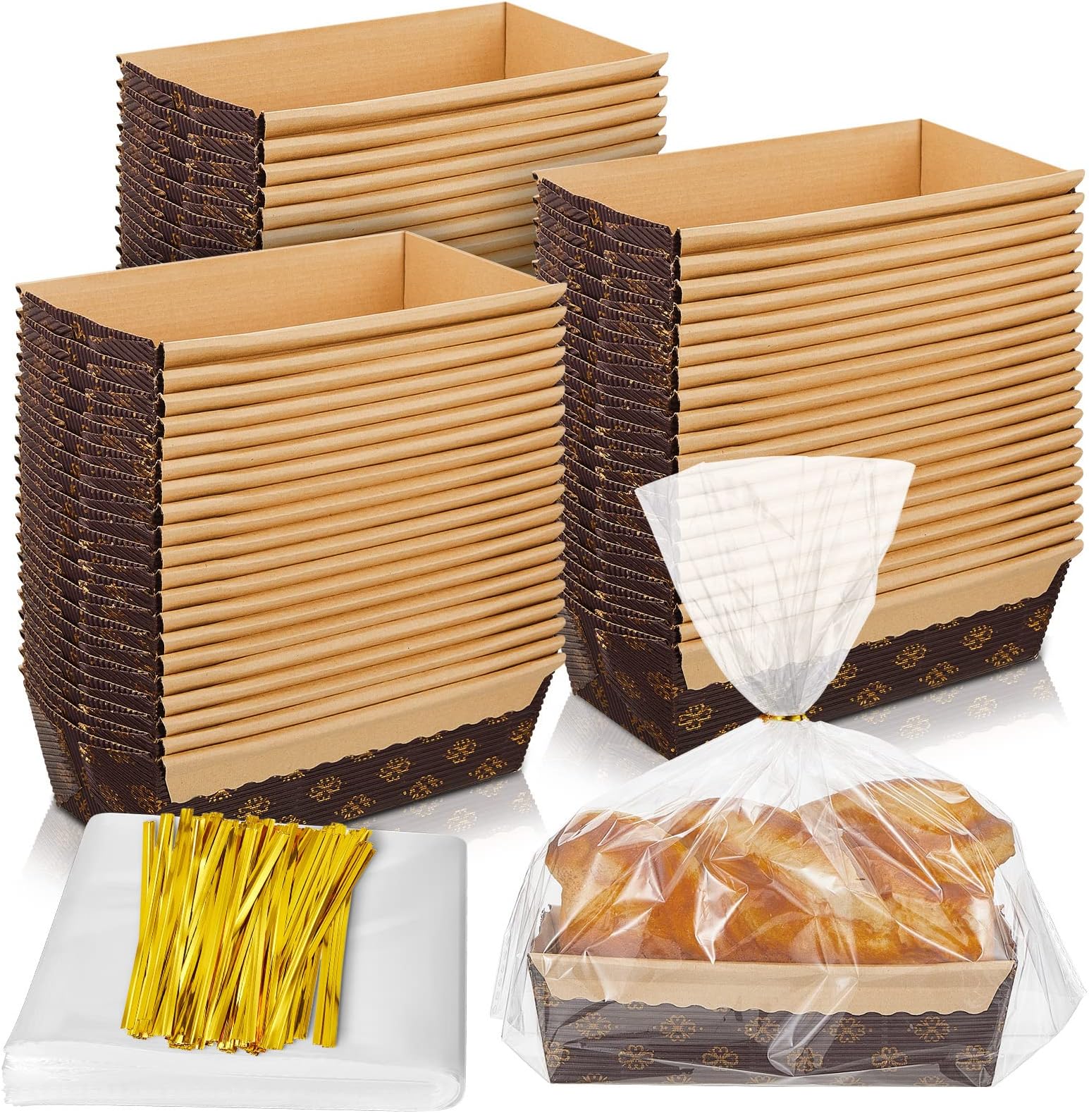 Amazon.com: Ocmoiy 50 Pack Disposable Paper Loaf Pans with Clear ...