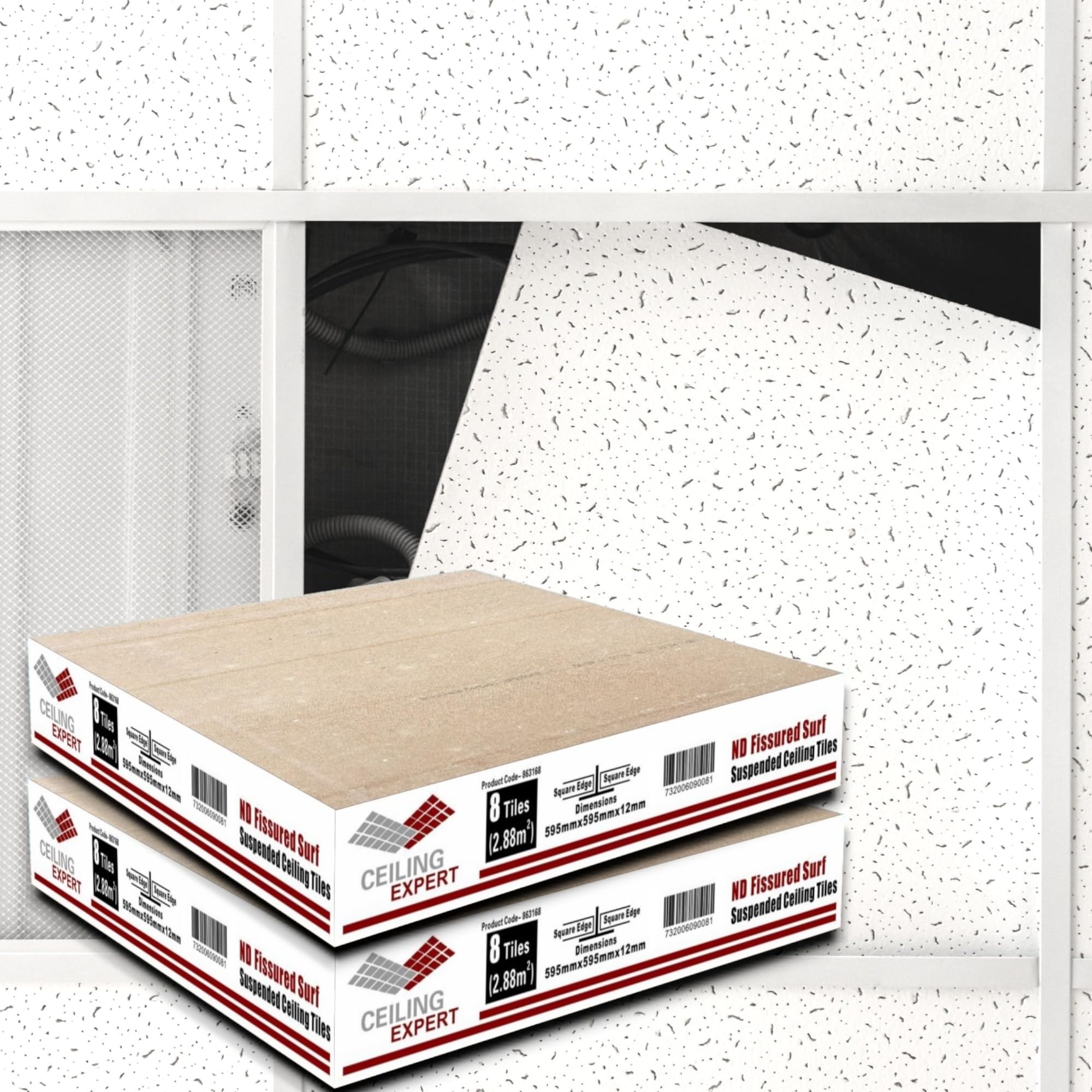 Suspended Ceiling FINE ND FISSURED Board Tiles 595mm x 595mm x 12mm ...