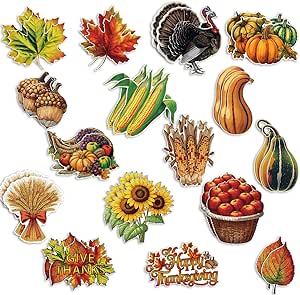 Amazon.com: Fuyoooo 32 Pcs Vintage Thanksgiving Cutouts Fall Harvest ...