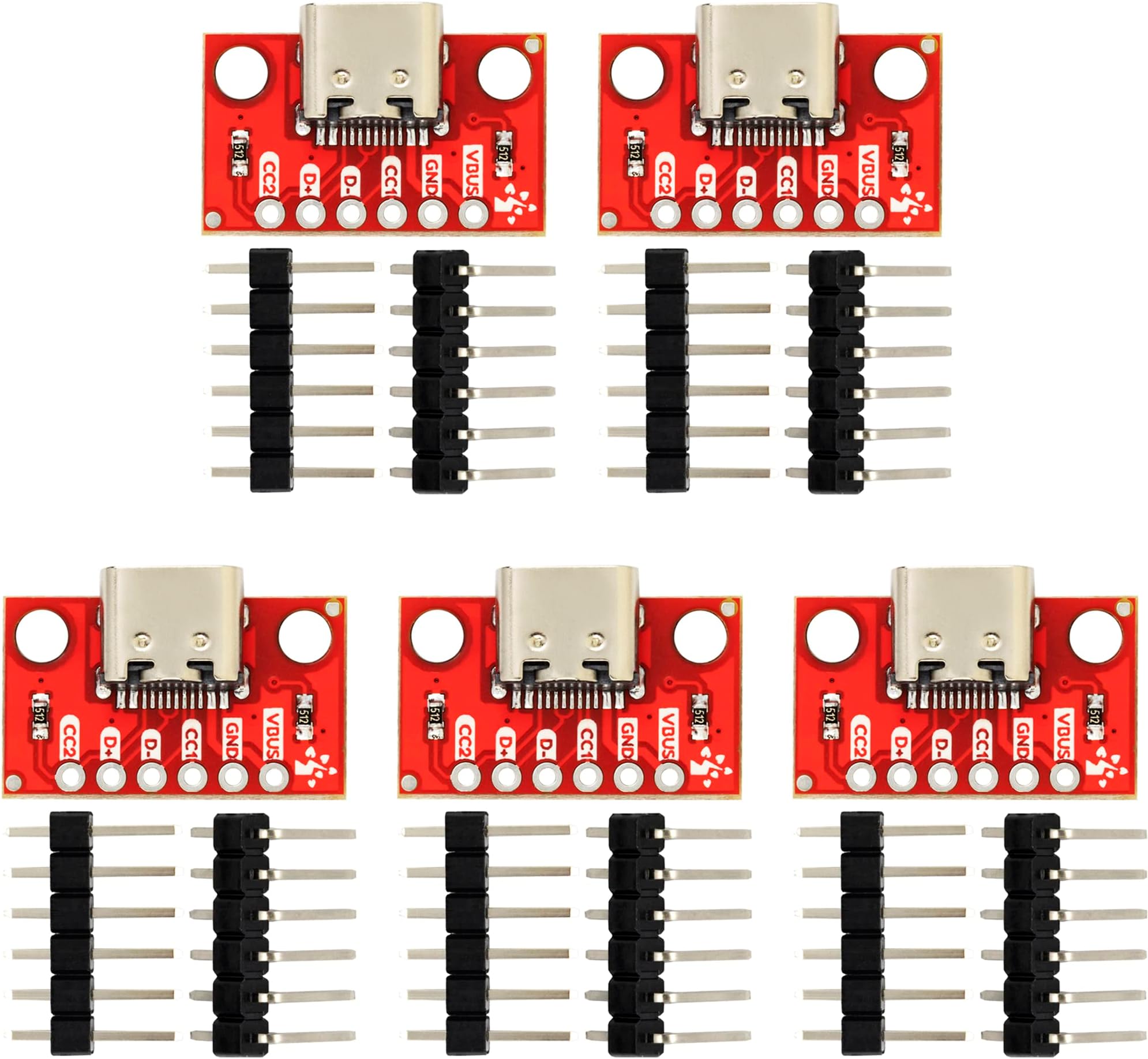 Amazon.com: Treedix 2pcs USB Type C Breakout Board-Vertical Female ...