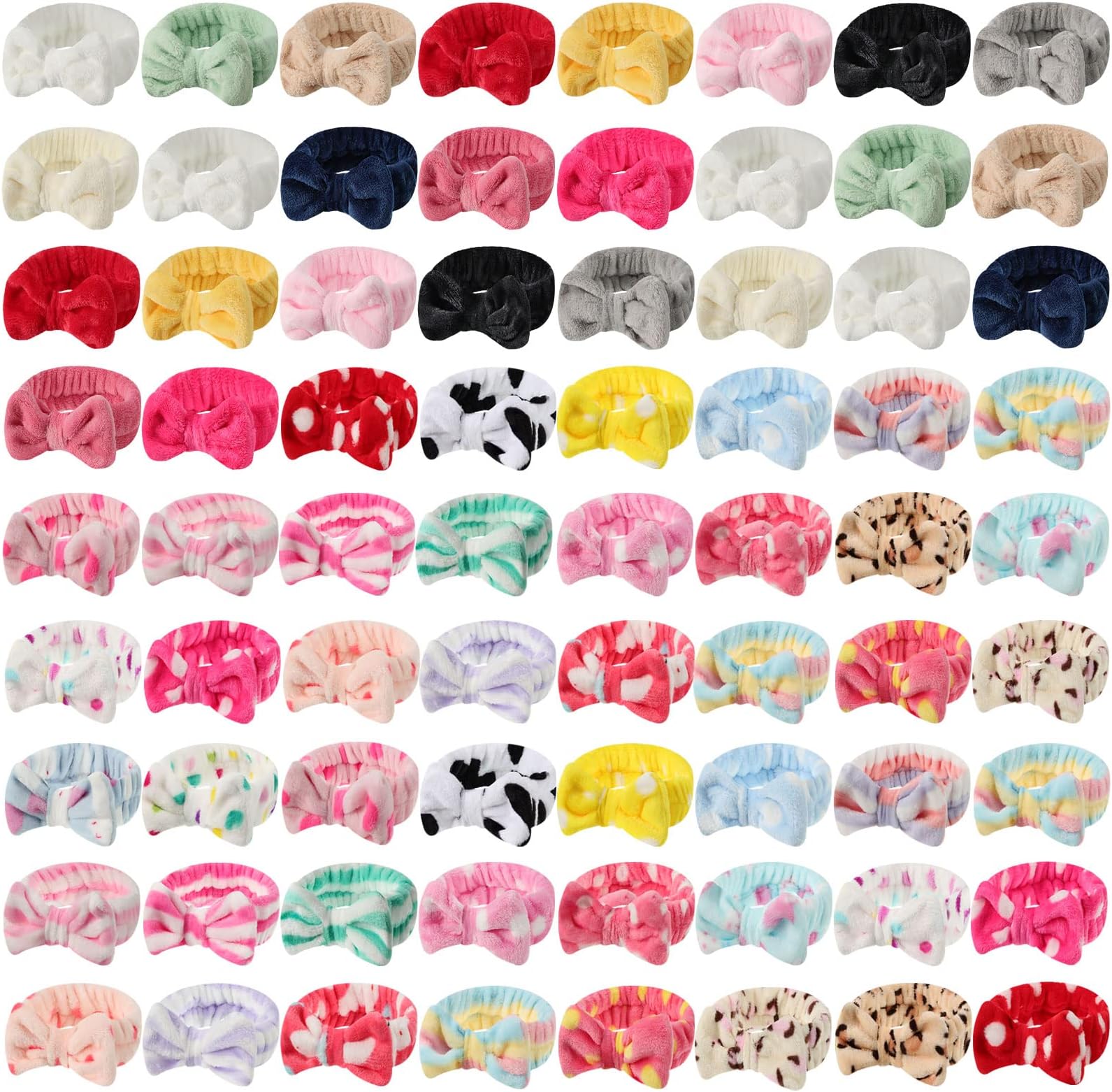 Amazon.com : Yinder 40 Pack Bow Spa Headband Coral Fleece Makeup ...
