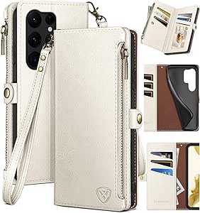 Amazon.com: XcaseBar for Samsung Galaxy S23 Ultra Wallet case with Zipper【RFID Blocking】 Credit ...