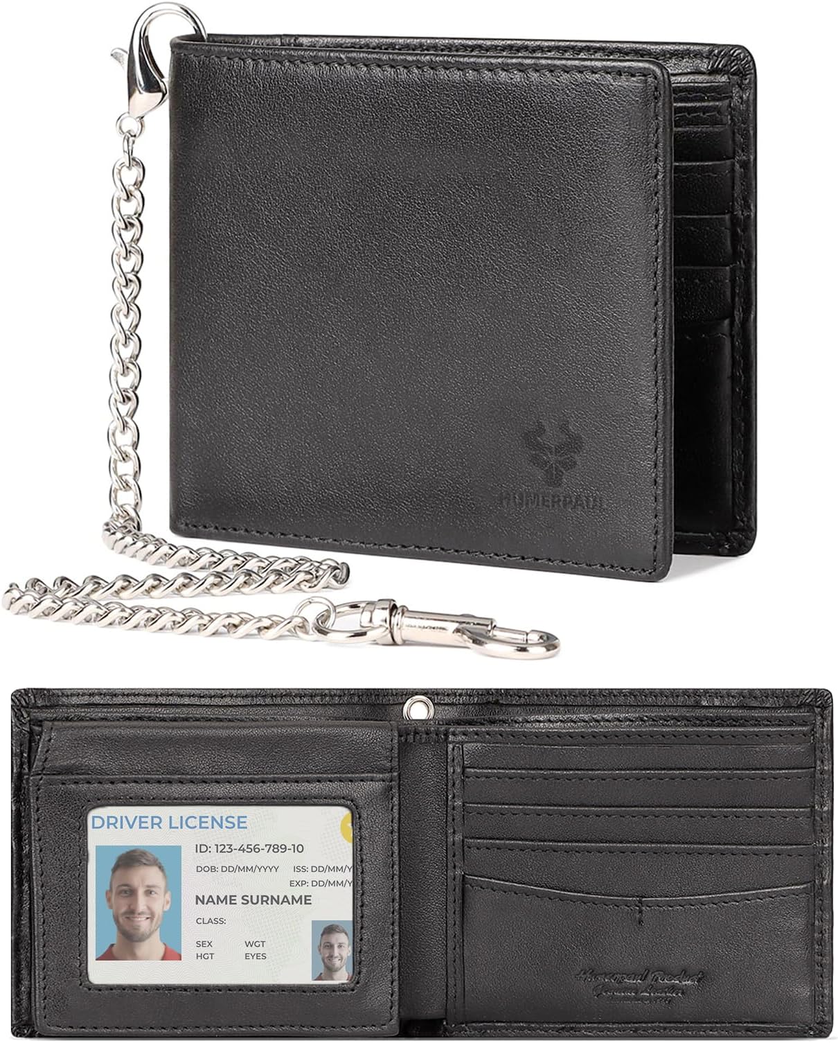 Amazon.com: Threecattles Mens Boys Simple Leather Chain Wallet Biker ...