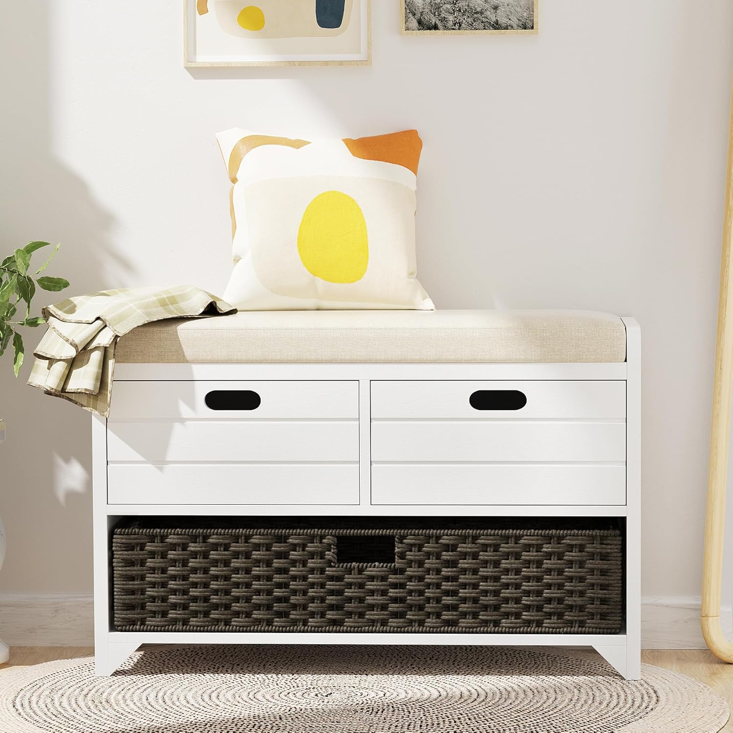 Amazon.com: ROOMTEC 32" Storage Bench for Entryway, Shoe Bench with ...