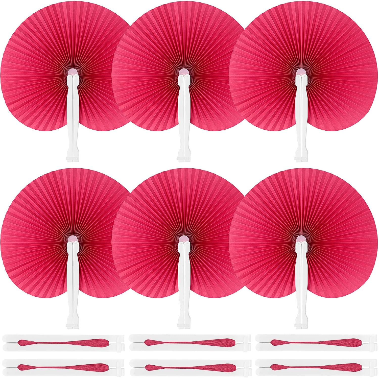 Amazon.com: JOHOUSE 12 PCS Paper Folding Hand Fans, Pink Paper Fans ...