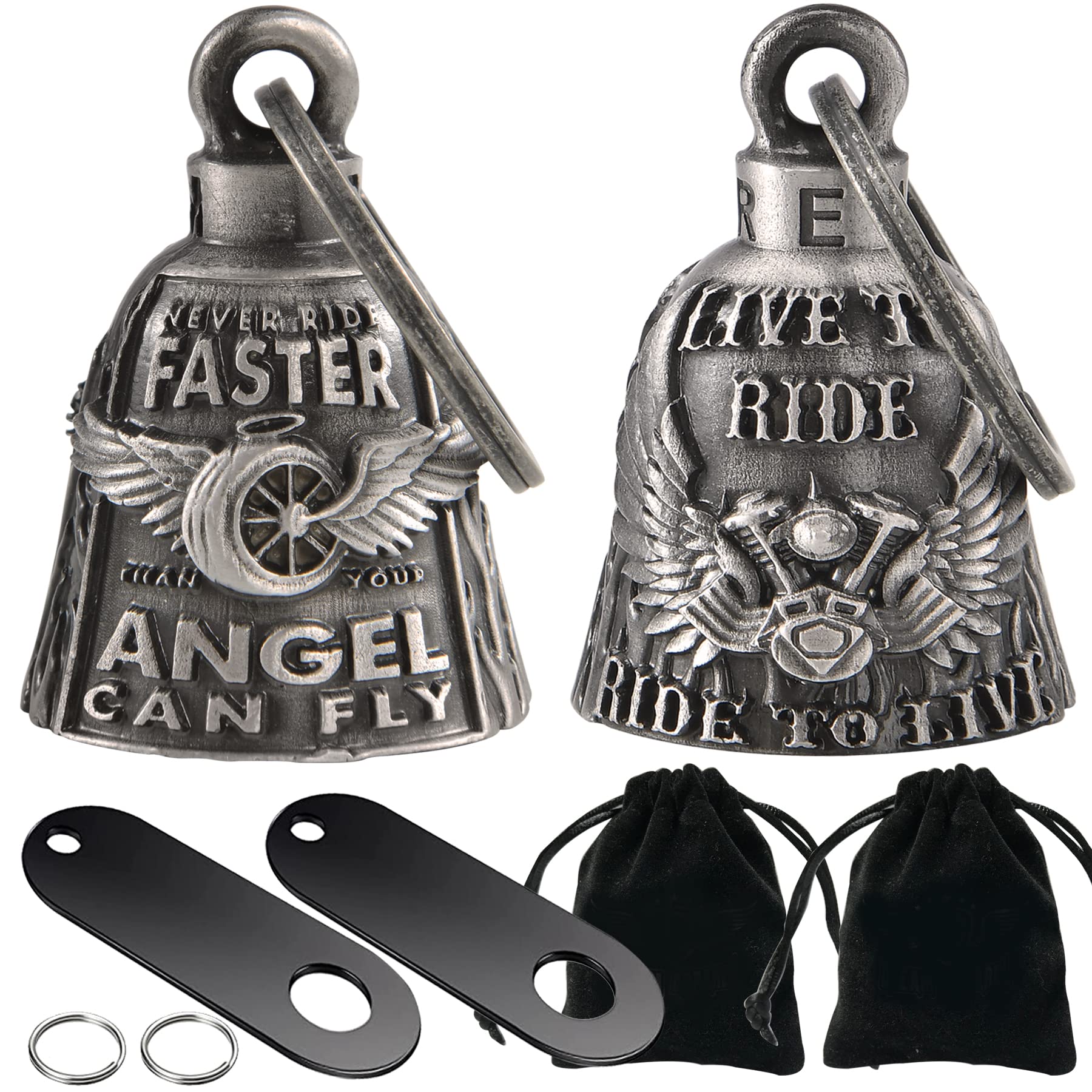 Dream Apparel 2 Pack Motorcycle Bells for Bikers Riders Men Women Angel ...