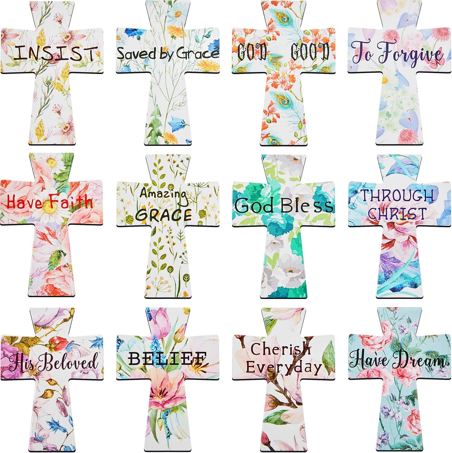 Amazon.com: 48 Pcs Magnetic Bookmarks Religious Floral Marble Christian ...