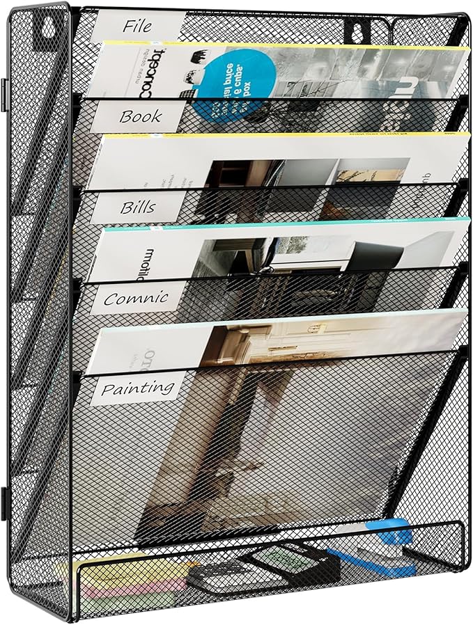 Amazon.com : Solinxe Office Supplies Wall File Holder 6 Tier Hanging ...