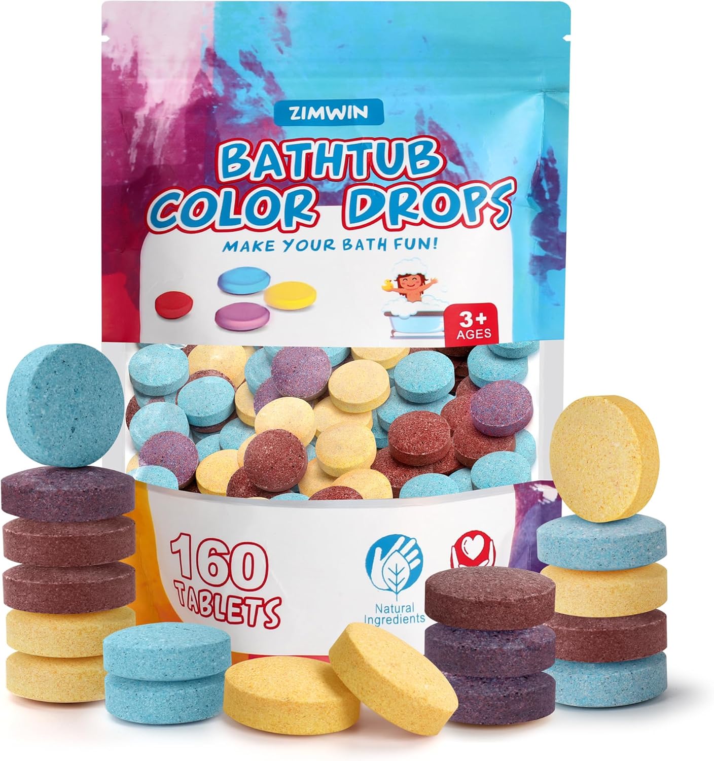 Amazon.com : Bath Color Tablets for Kids, 11.3 oz Value Pack, 160 Count ...