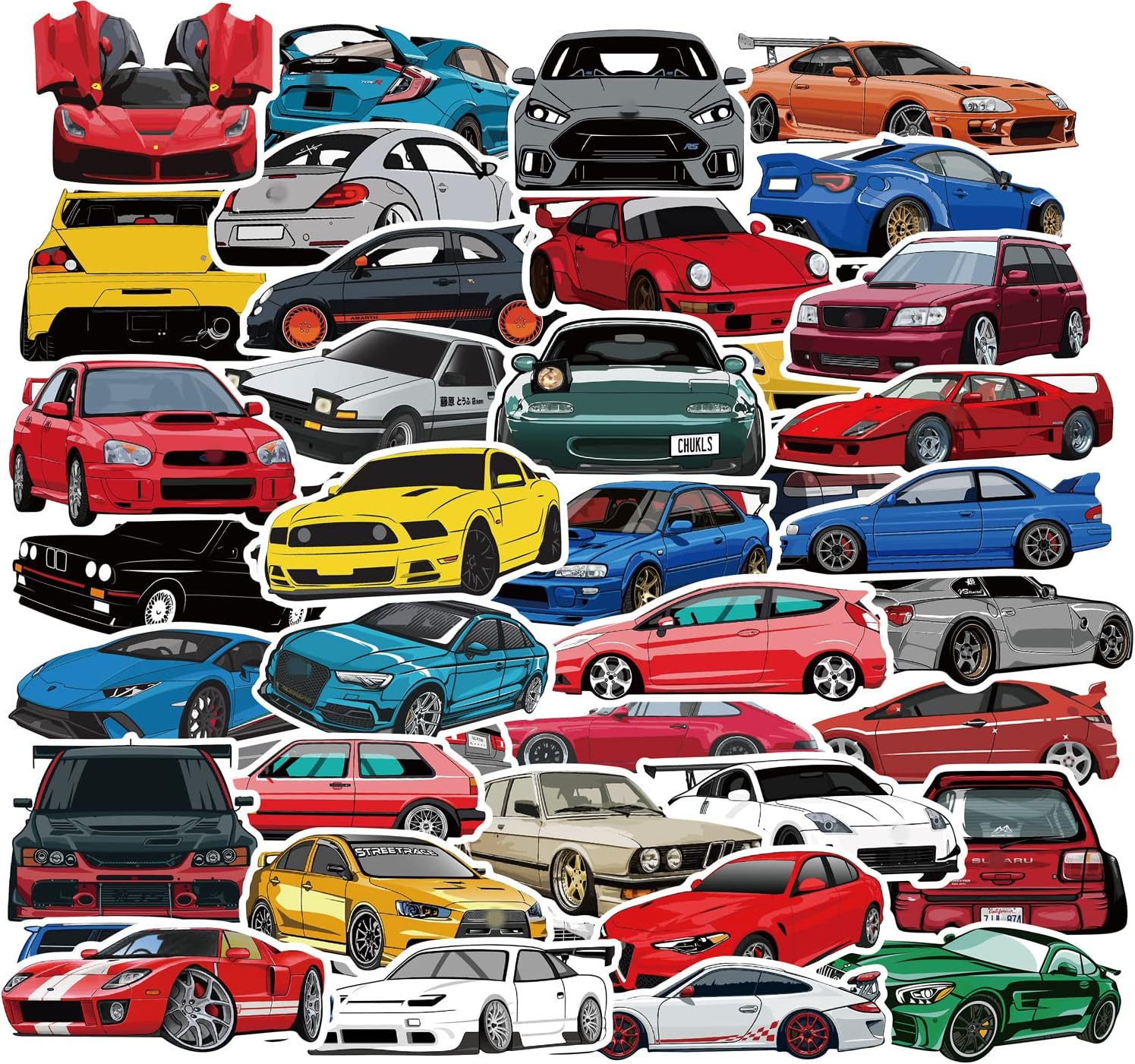 100Pcs JDM Sports Car Stickers - Racing Car Sticker Pack - Perfect for ...