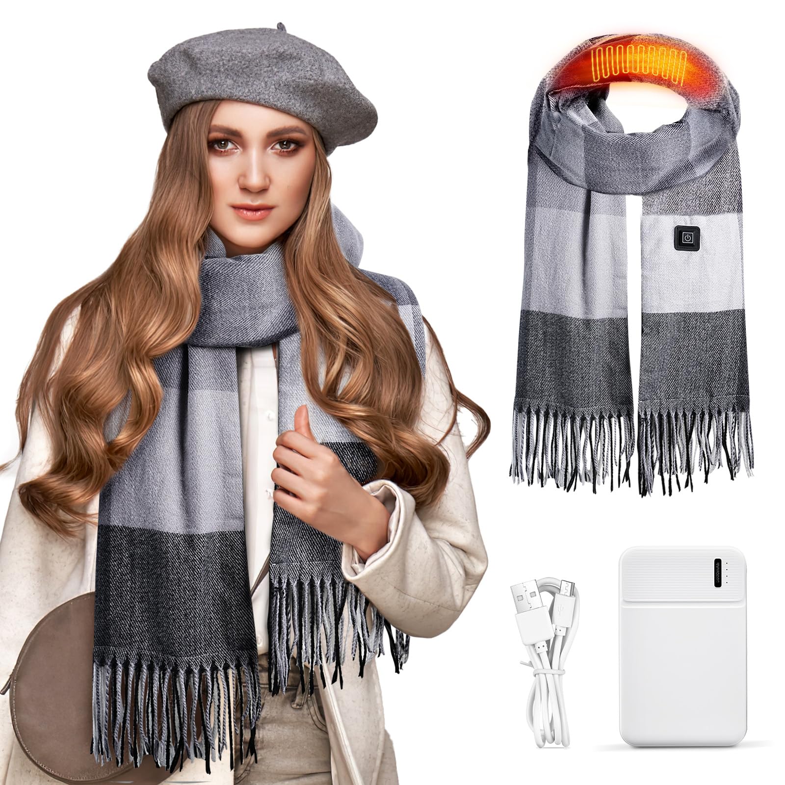 Amazon.com: CestMall Heated Scarf for Women Men Electric Heating Scarf ...