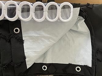 Amazon.com: NixiYa Shower Curtain Black Boho Woven Fabric Shower Curtain Modern Tufted Chevron ...