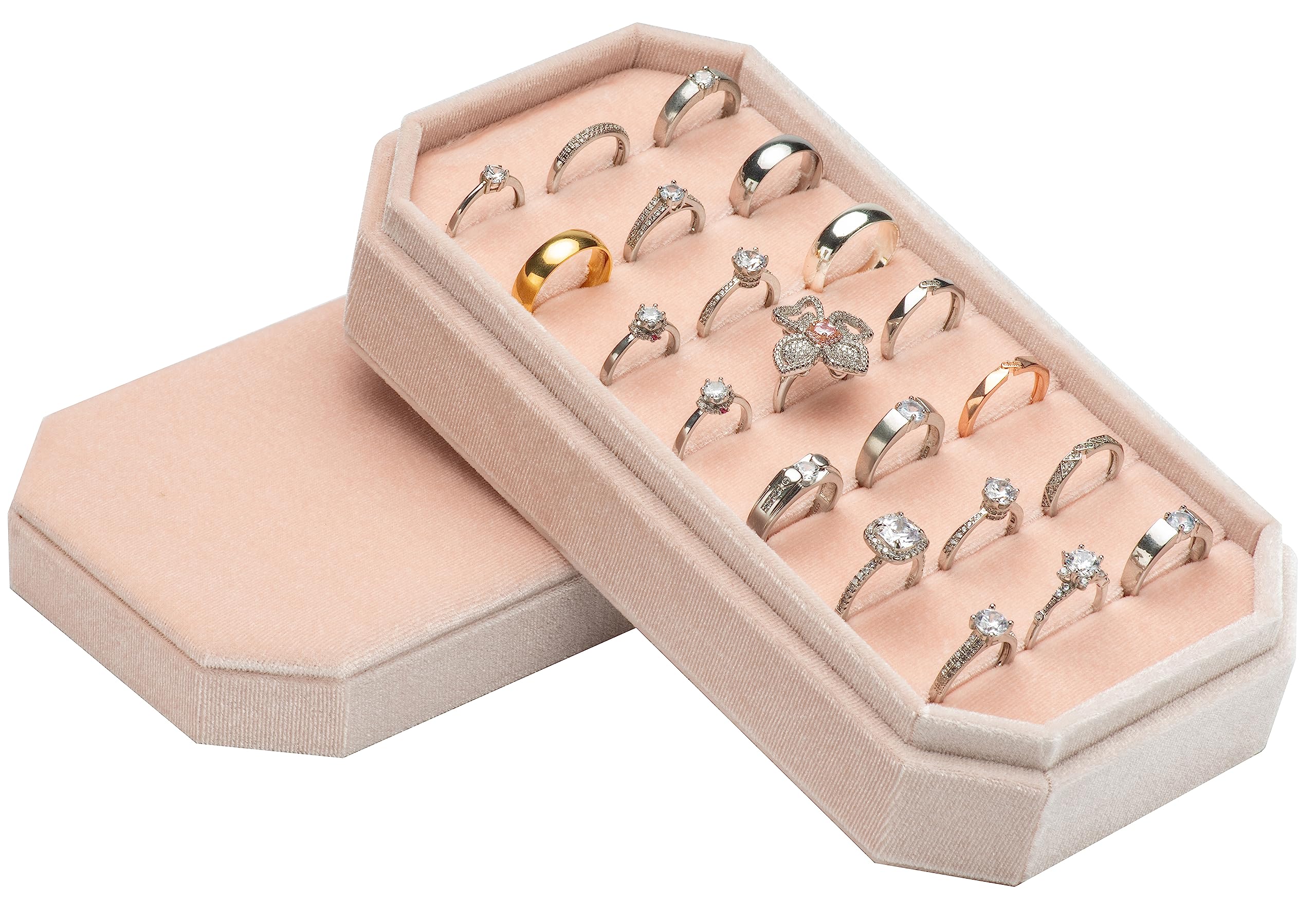 Amazon.com: COWFEX Velvet Ring Organizer Display Tray Jewelry Box ...