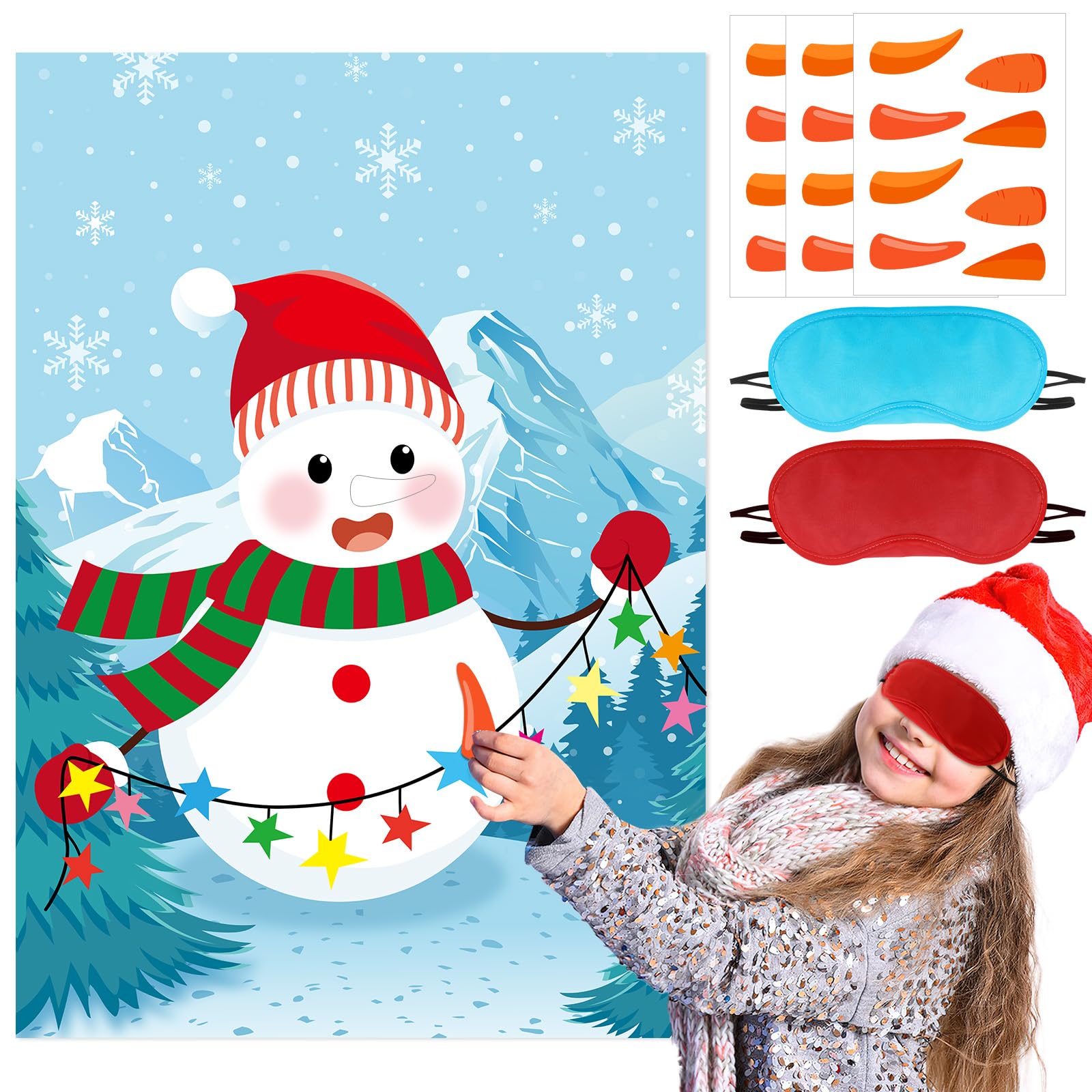 Amazon.com: AUGSUN Pin The Nose On The Snowman, Christmas Snowman Games ...