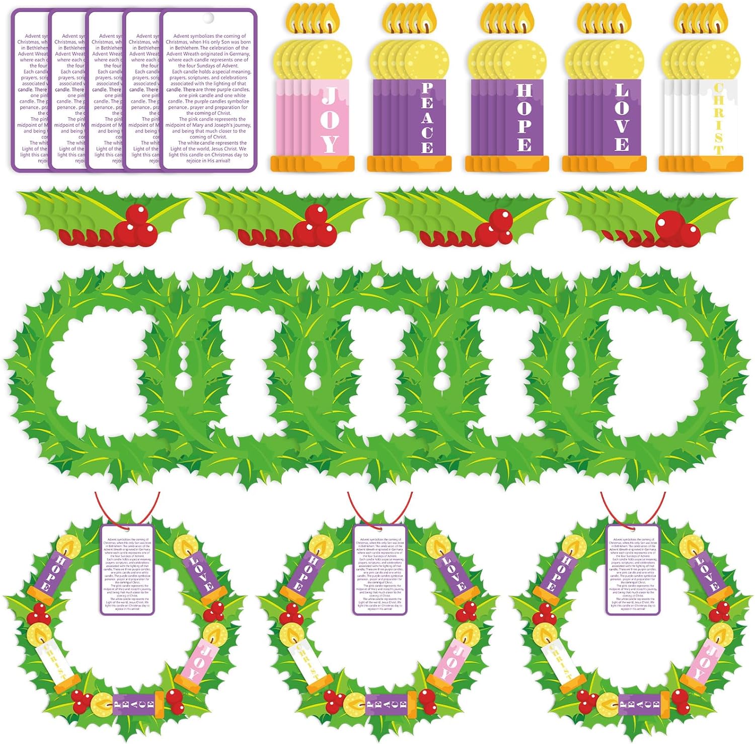 Amazon.com: Poen 24 Set Christmas Advent Wreath Craft Kit for Kid ...