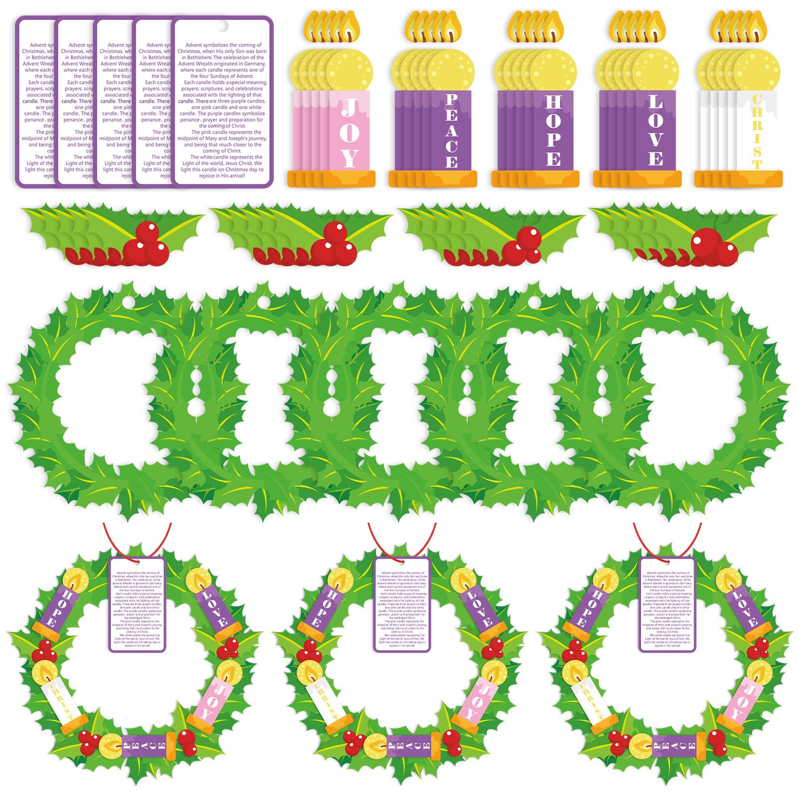 Amazon.com: Poen 24 Set Christmas Advent Wreath Craft Kit for Kid ...