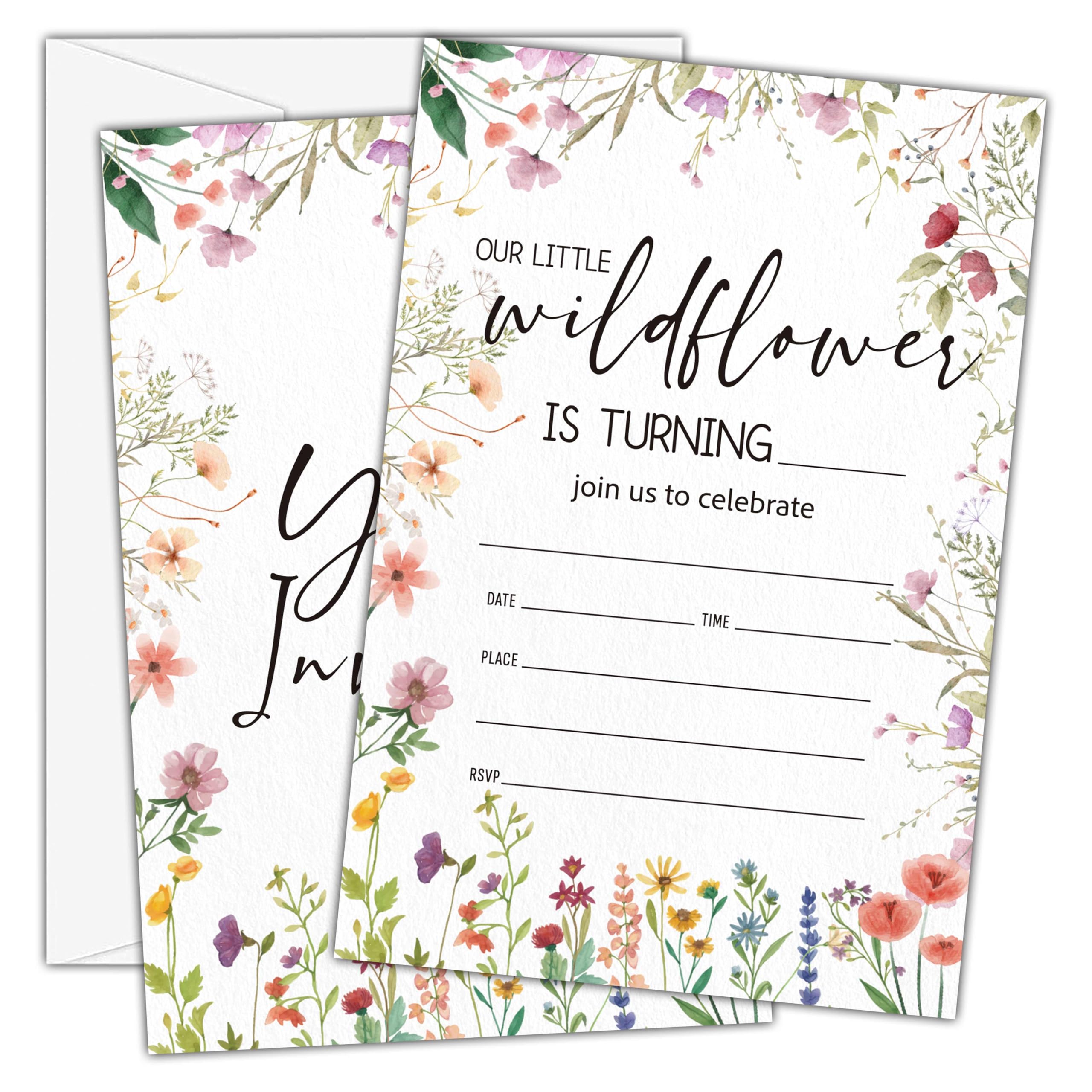 Amazon.com : Birthday Invitations - Wildflower Birthday Invites with ...