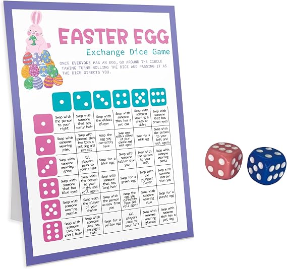 Amazon.com: Easter Egg Exchange Dice Game, Easter Group Game, Easter ...