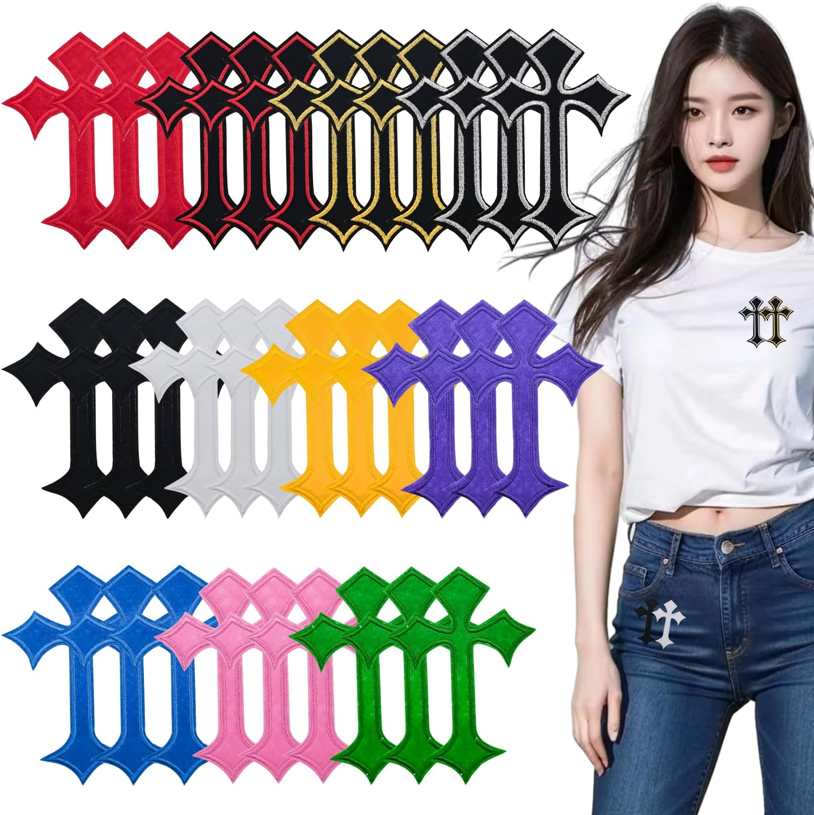 Amazon.com: 33 PCS Cross Embroidered Patches Iron on Applique Ironing ...