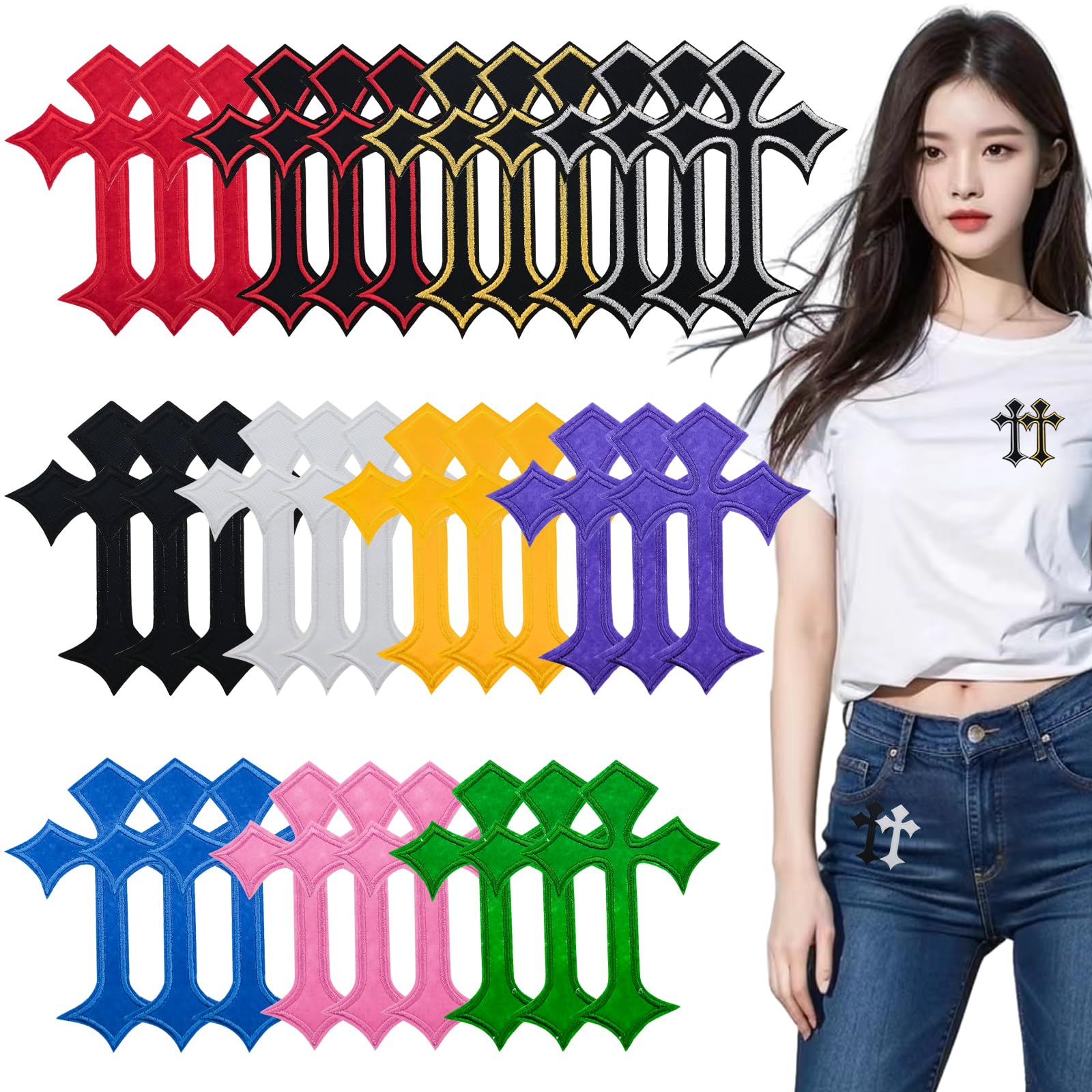 Amazon.com: 33 PCS Cross Embroidered Patches Iron on Applique Ironing ...
