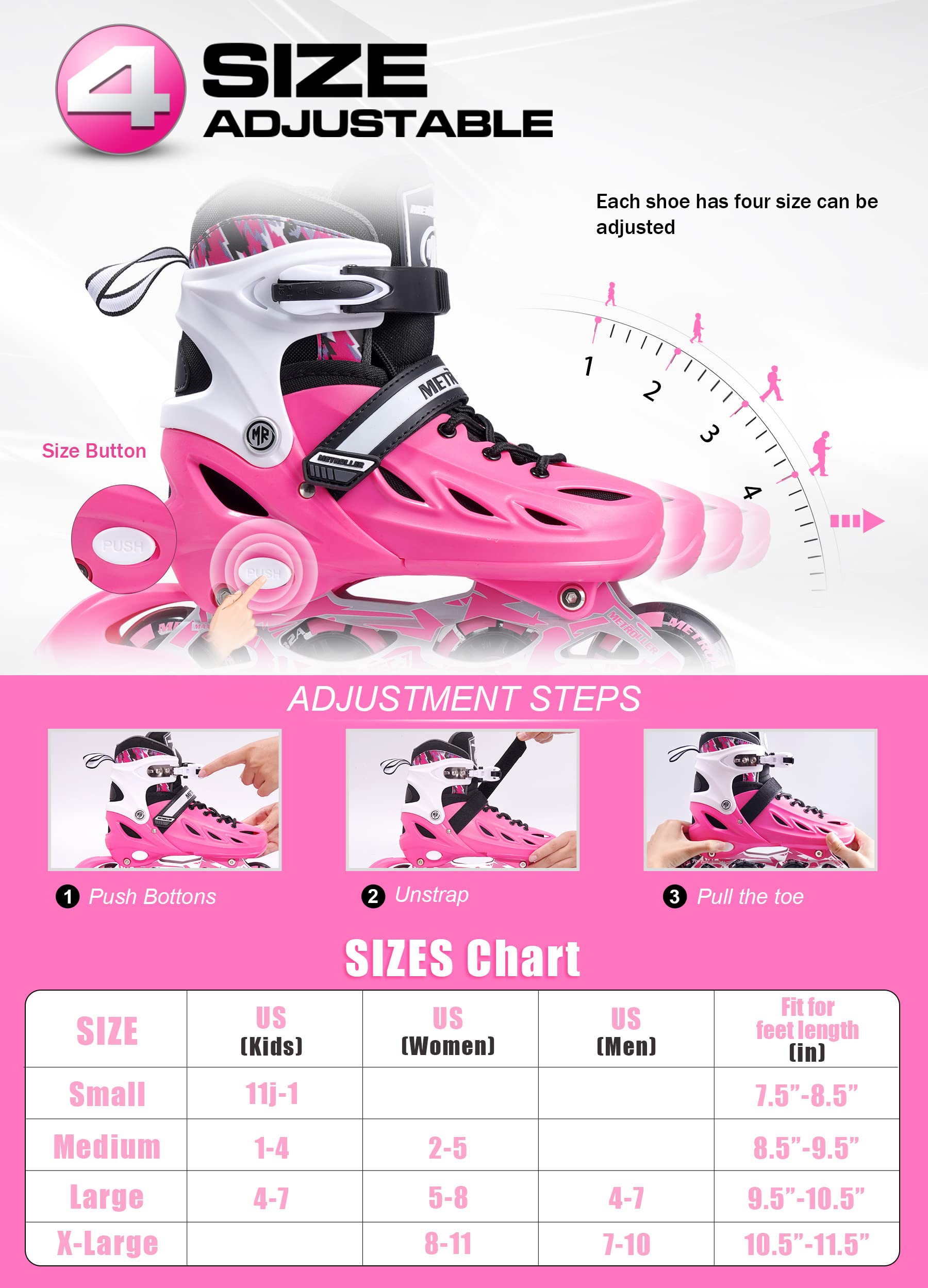 Snapklik.com : METROLLER Inline Skates For Girls And Boys, Women, Men 4 ...