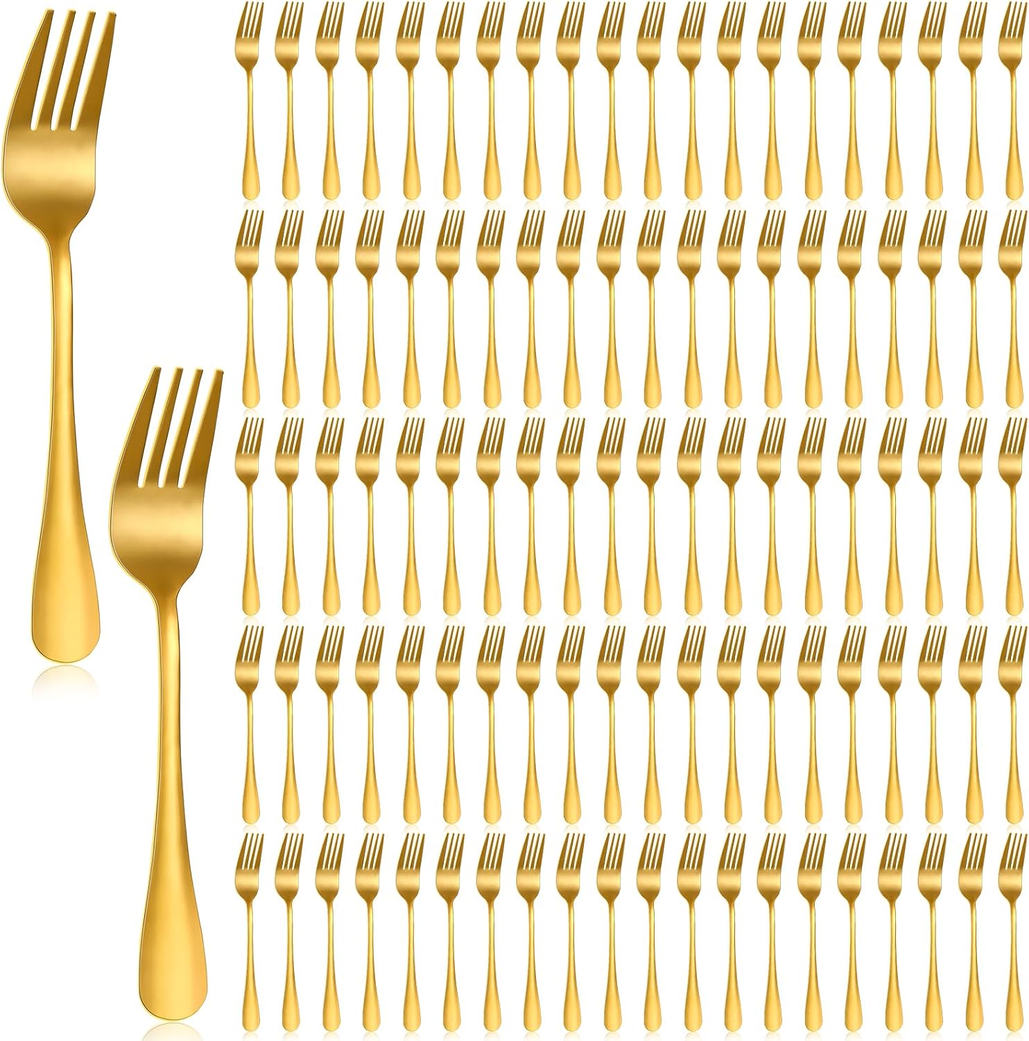 Amazon.com | Nuogo 100 Pcs Gold Dinner Fork Stainless Steel Silverware ...