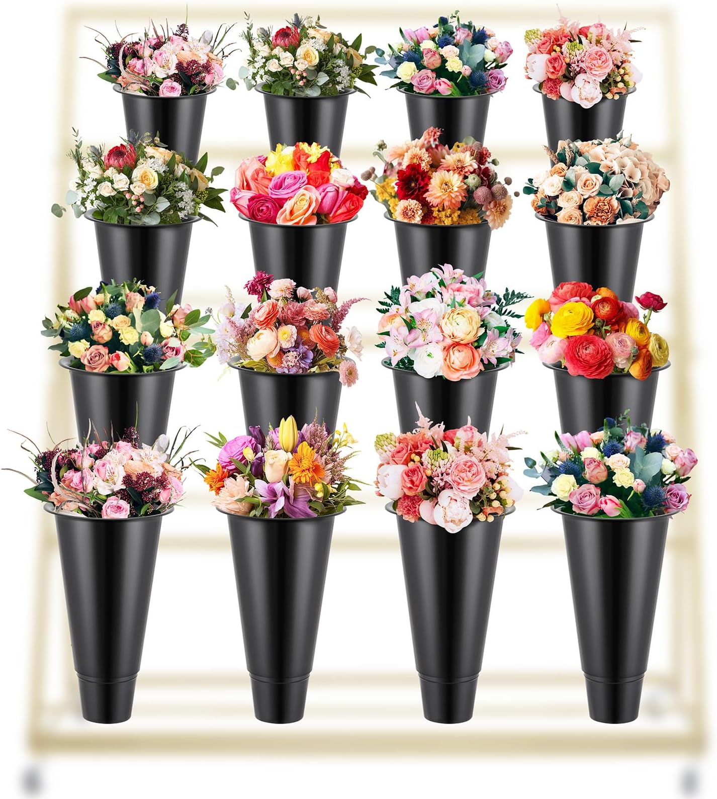 Amazon.com : Pekky Black Plastic Flower Bucket, Small Floral Buckets ...